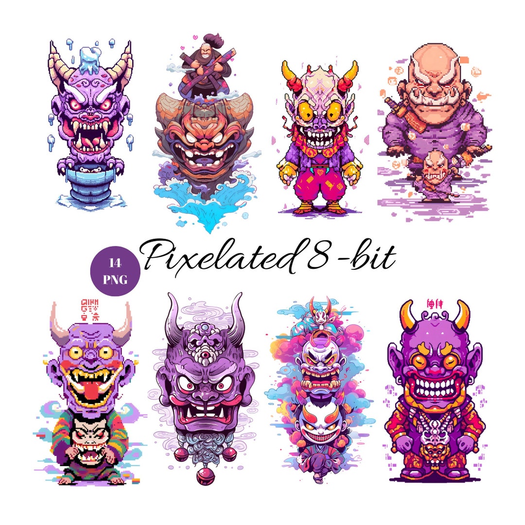 Retro 8-bit Pixel Art PNG Set - 14 High-quality Characters With ...