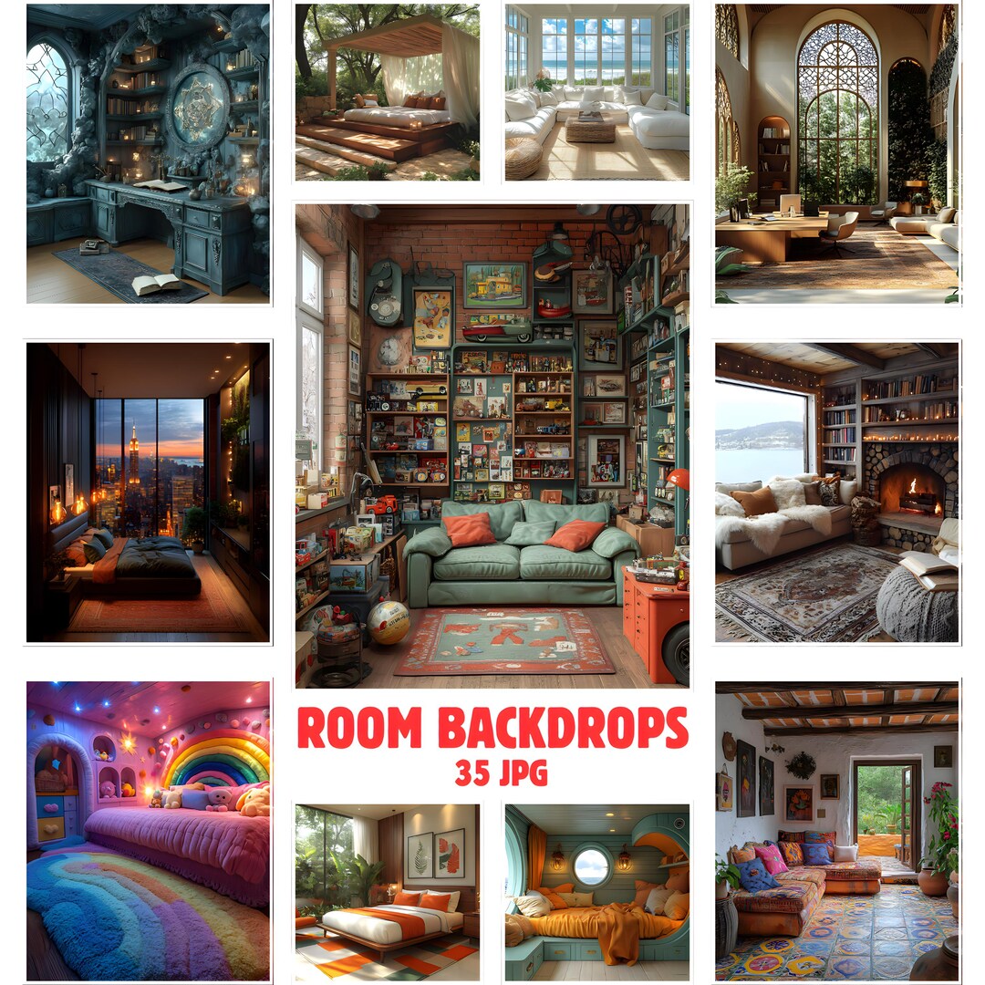 35 Room Backdrops - Aesthetic Digital Backgrounds, Cozy & Boho Style ...