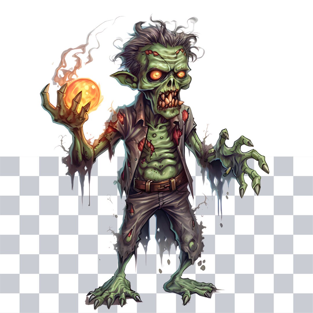 7 Zombie Clipart Set | Zombie PNG for Cardmaking PNG and Ghoul Graphics ...