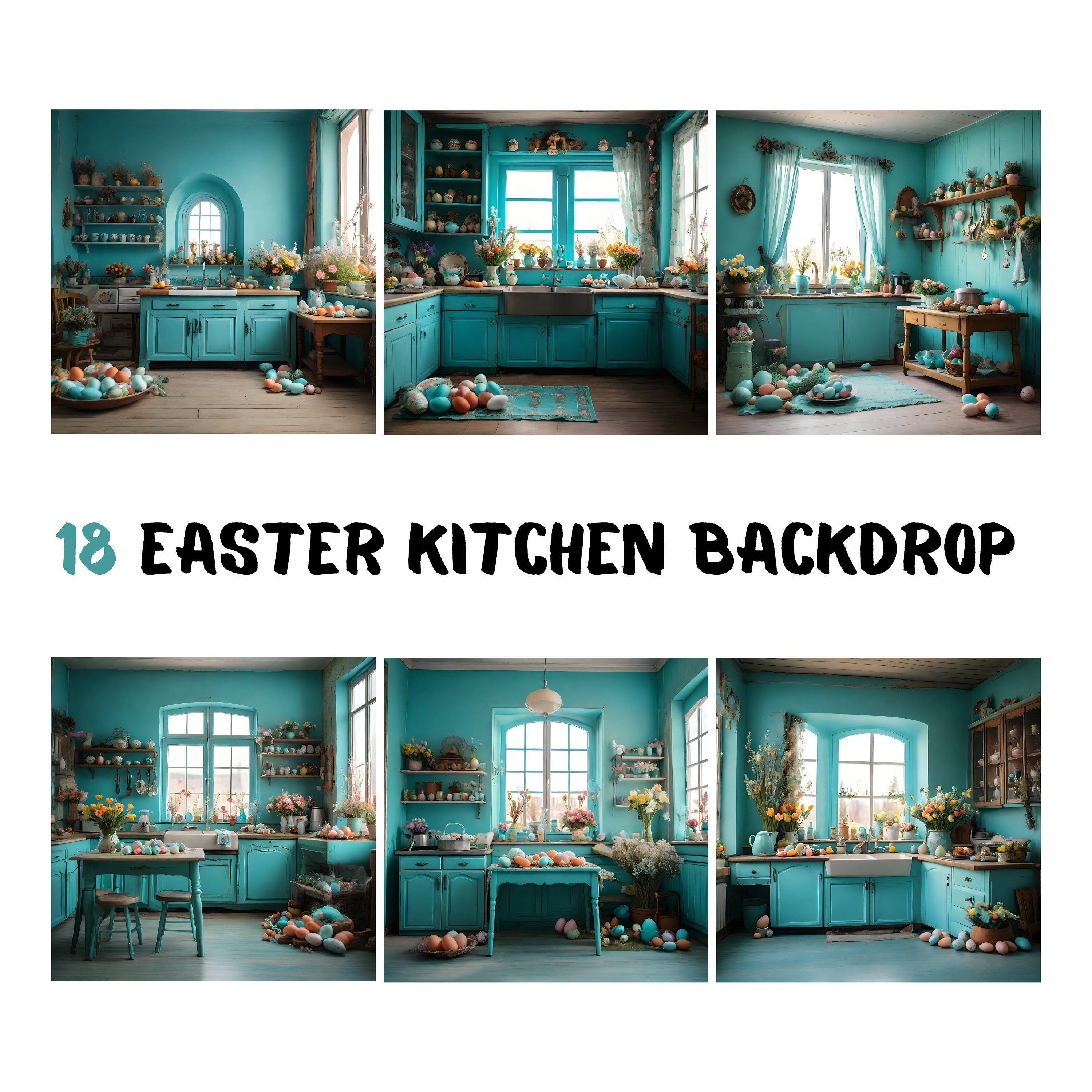 18 Easter Kitchen Backdrop PNG Files - High-quality Holiday Graphics ...