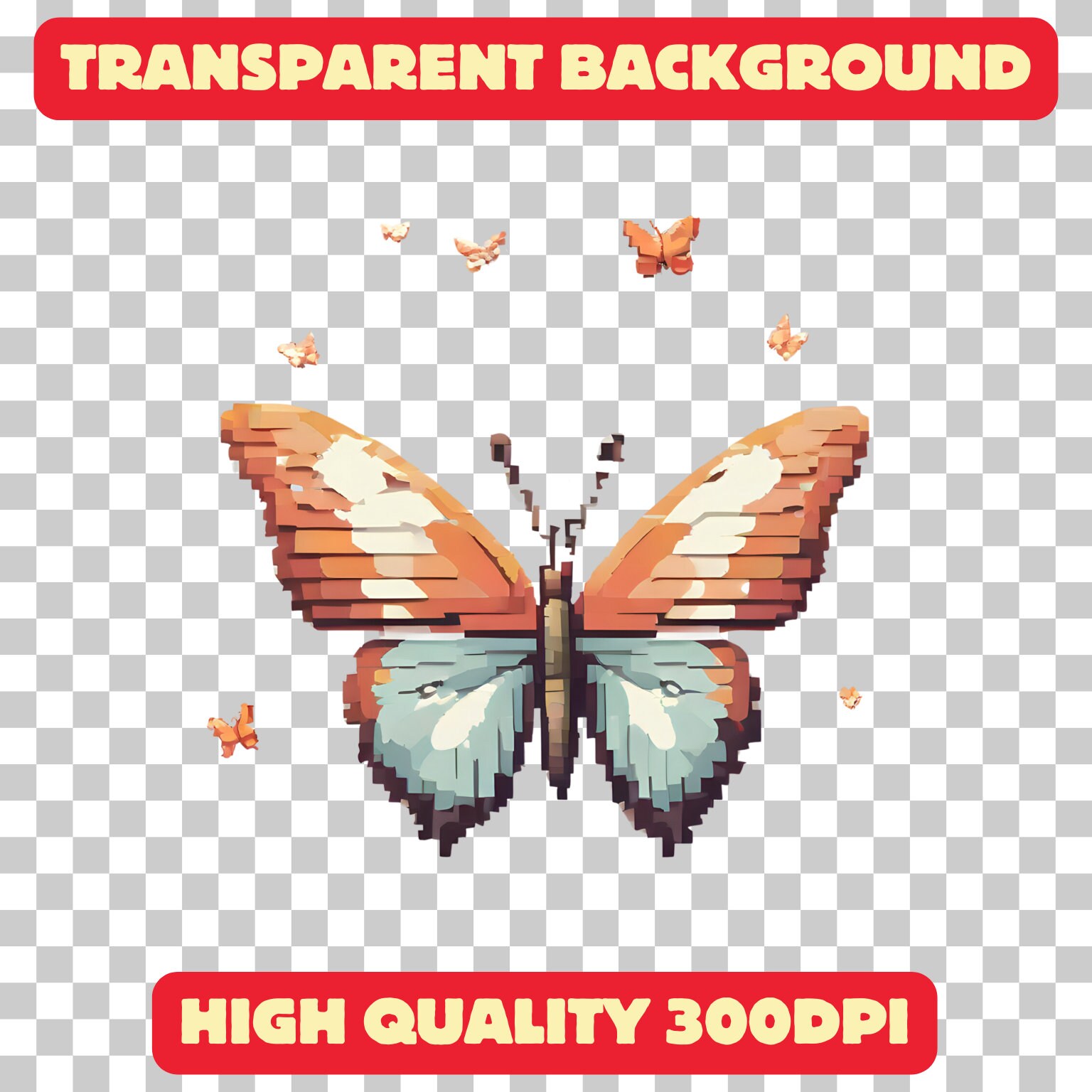 Pixel Art Butterfly PNG Collection 20 Pieces 300 DPİ Digital Download ...