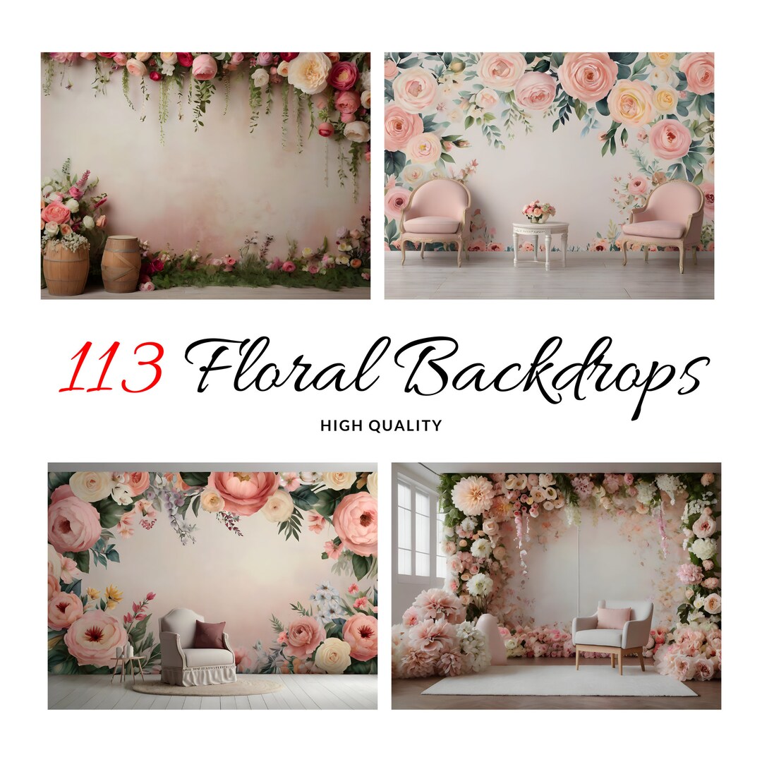 113-piece High-quality Floral Backdrop PNG Set - Digital Download for ...