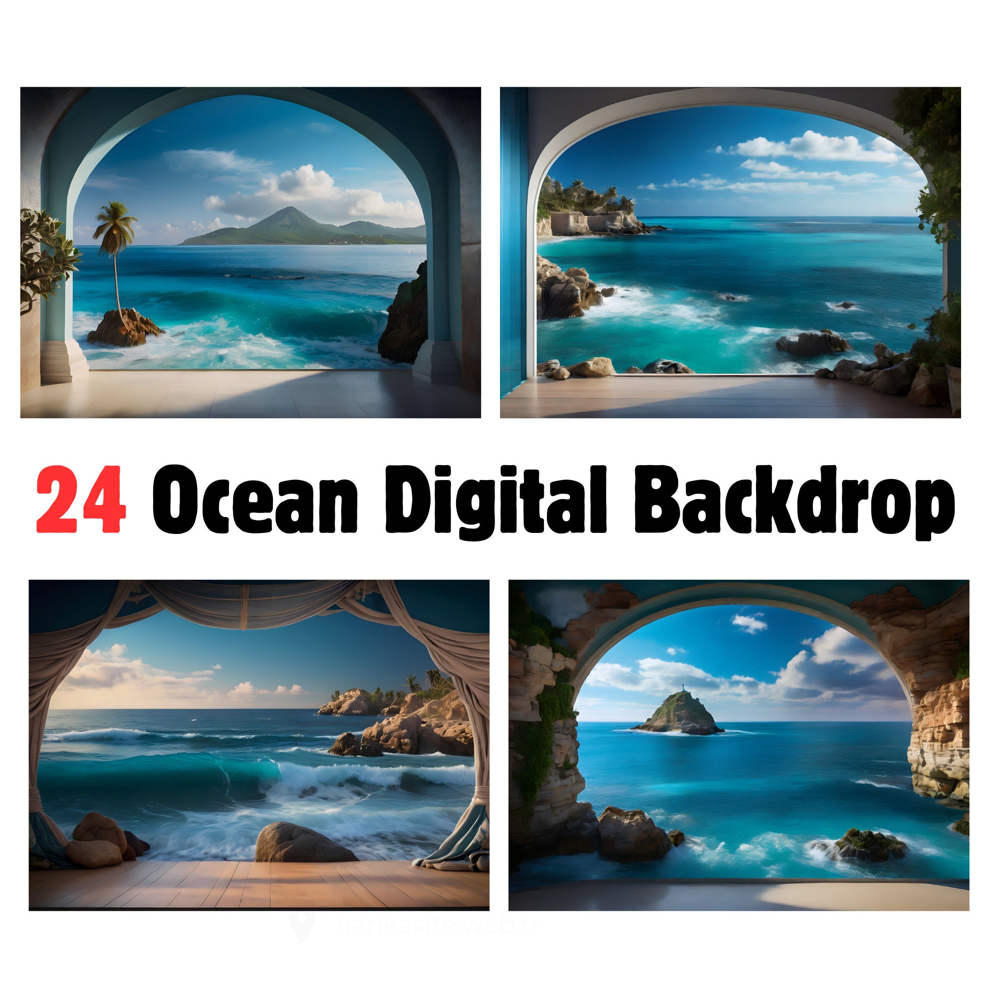 24 Ocean Digital Backgrounds PNG Files - High Quality Holiday Graphic ...