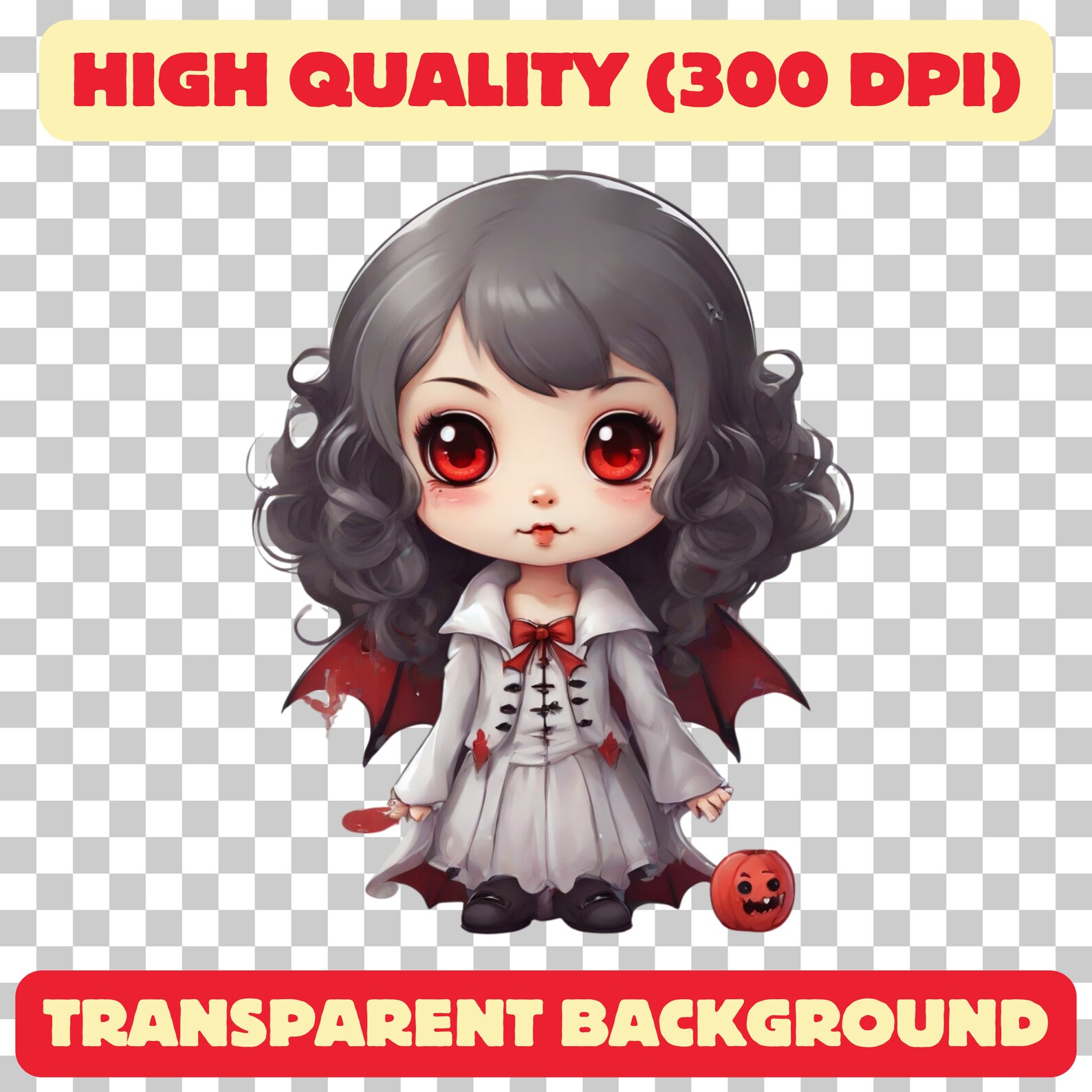 12 PNG Kawaii Vampires Clipart, Cute Creepy Halloween Illustrations ...