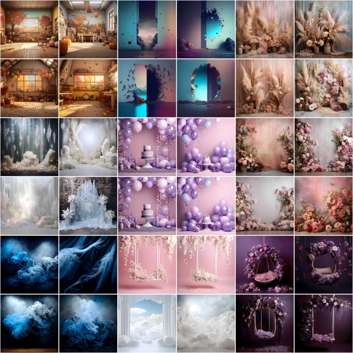 Digital Backdrops Mega Bundle, 232 Digital Backgrounds, Digital ...