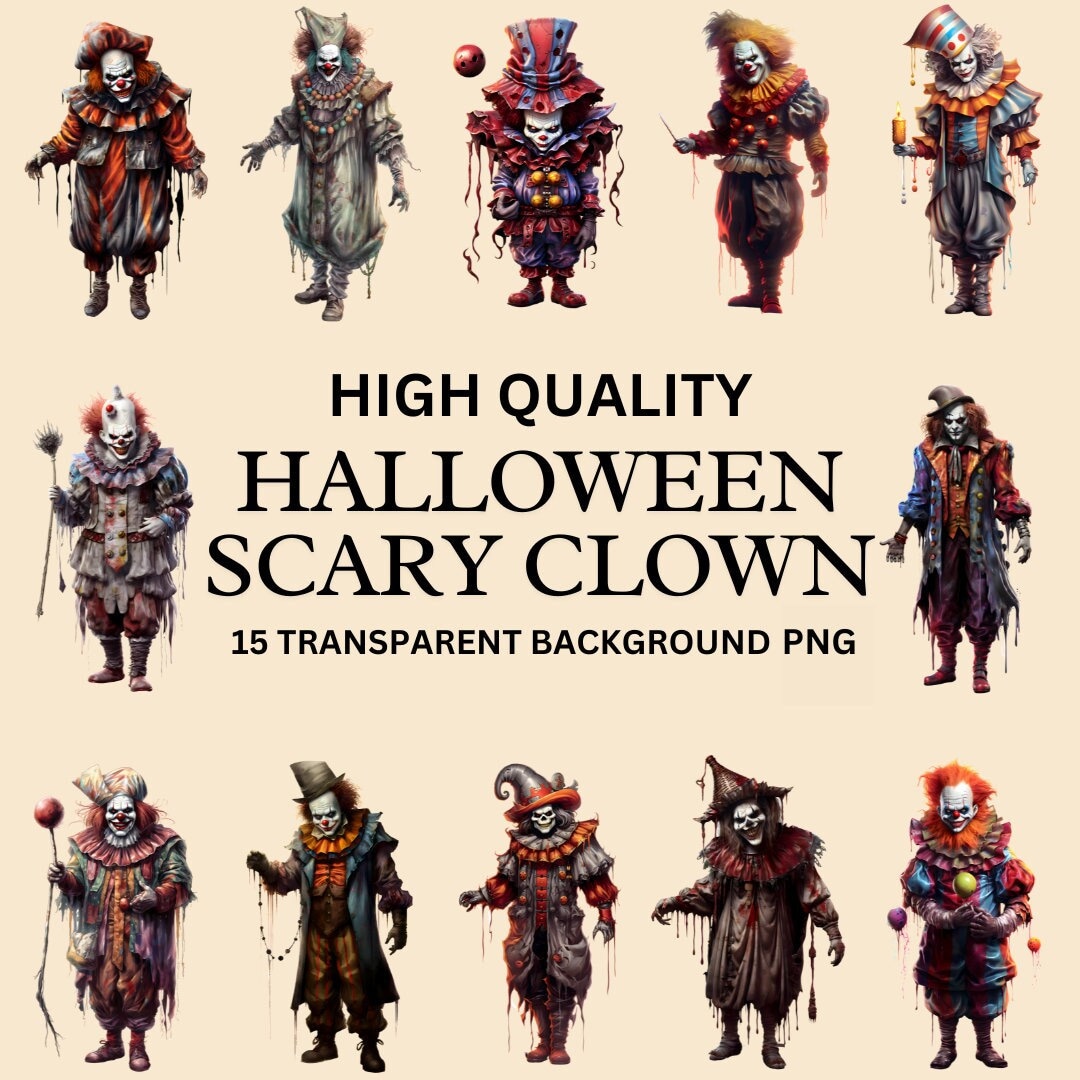 Halloween Scary Clowns High Quality Pngs, Commercial Use, Digital ...