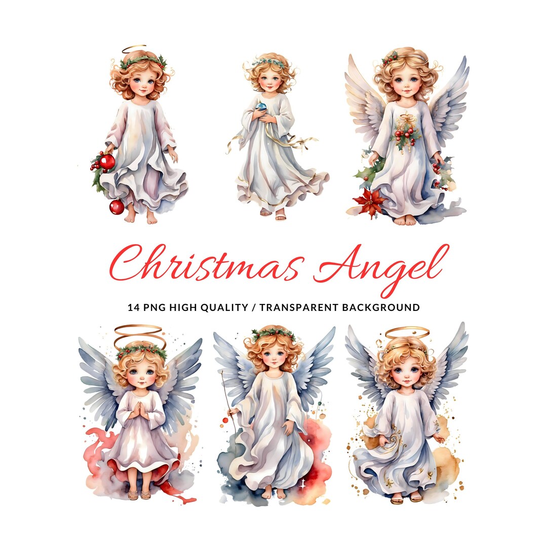 Exquisite Christmas Angel PNG Set – 14 High-quality, Transparent Images ...