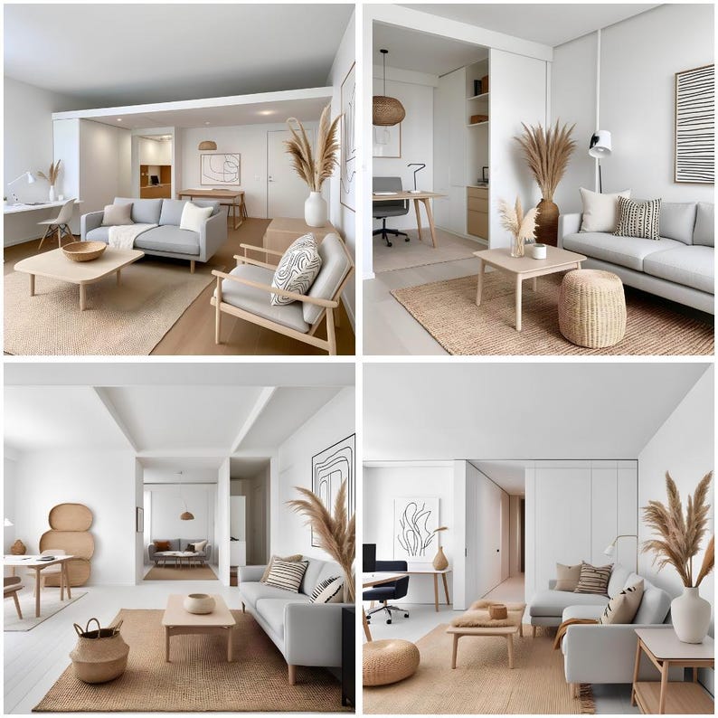 Minimalist Living Room Digital Backdrop - High-resolution Neutral ...