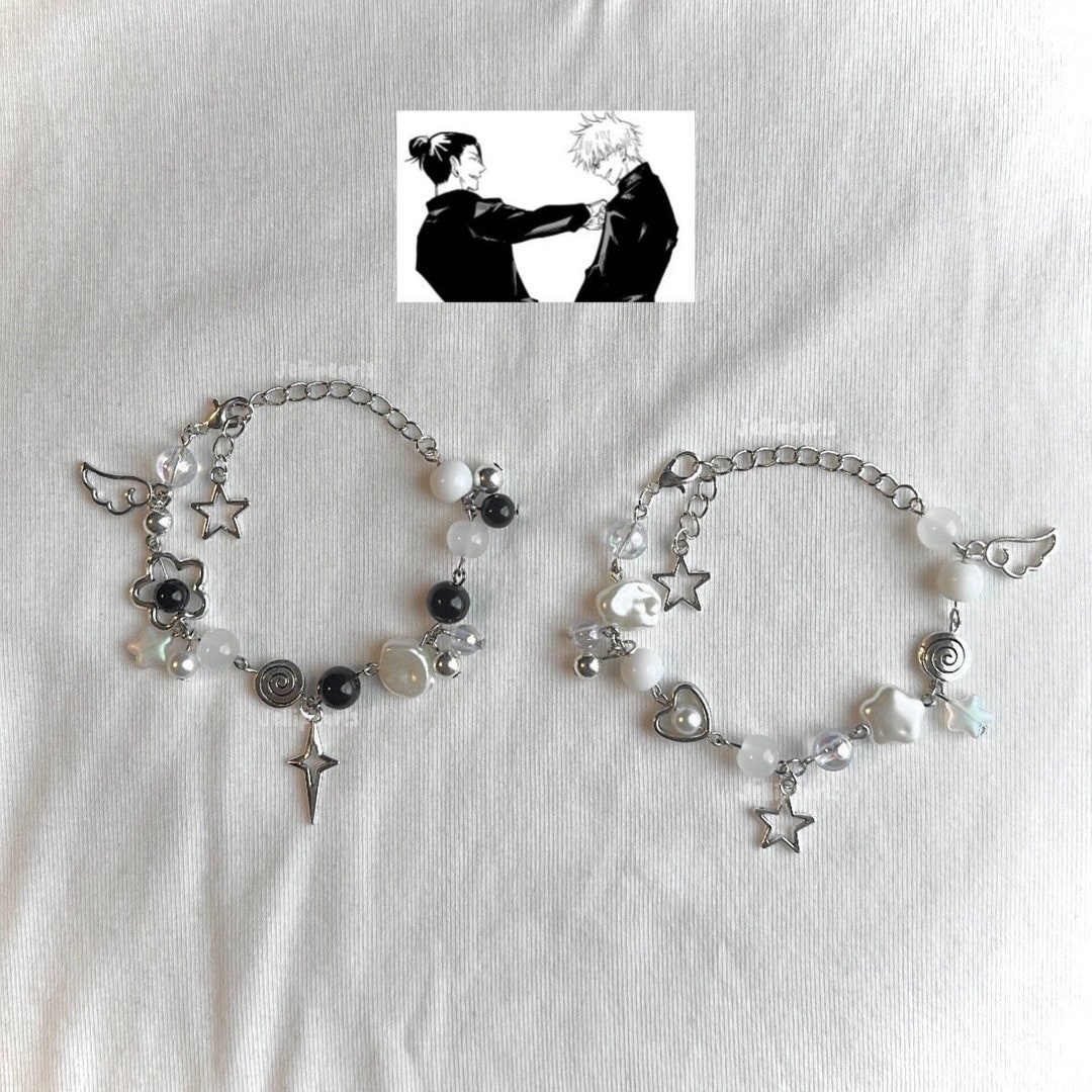 Jujutsu Kaisen Bracelets | Gojo + Geto | Beaded Charm Bracelet, Cute ...