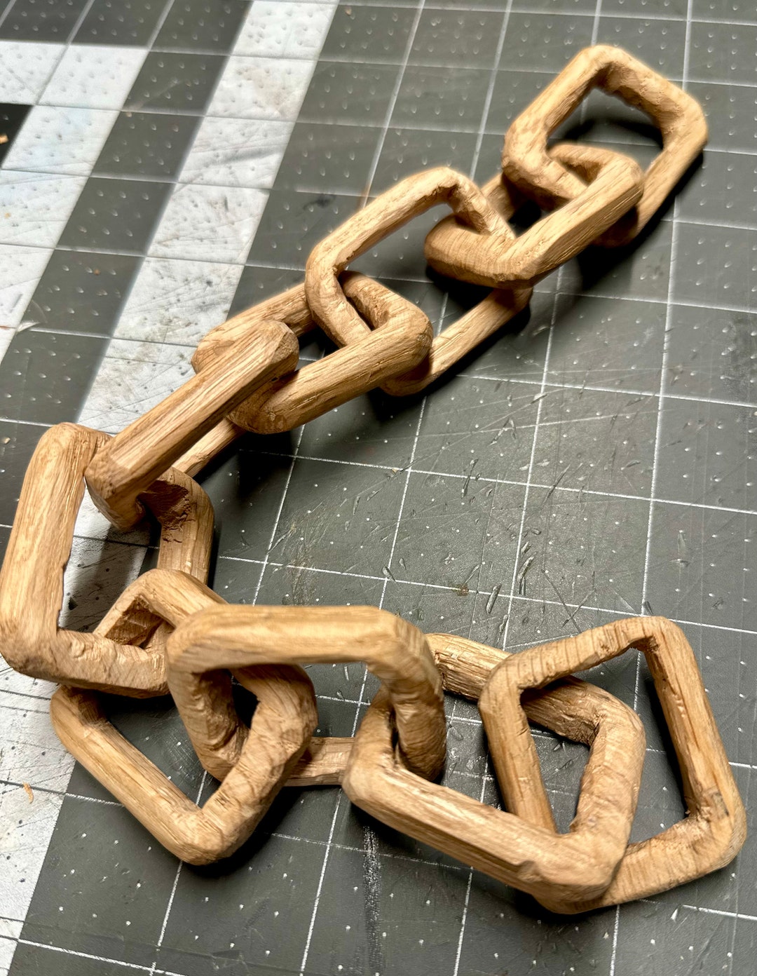 Hand Carved Solid Oak Chain. 10 Links of Unbroken Wood Chain. - Etsy