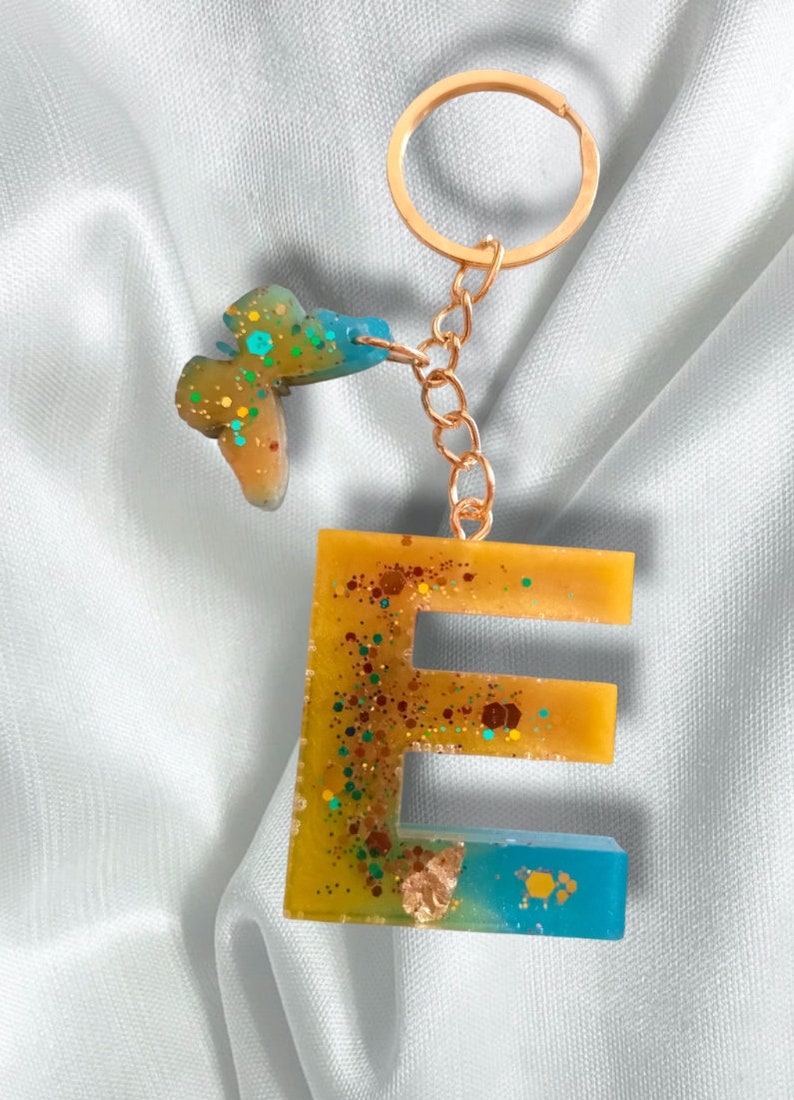 Epoxy Resin Colored Glitter Auto and Gift Letter Keychains - Etsy