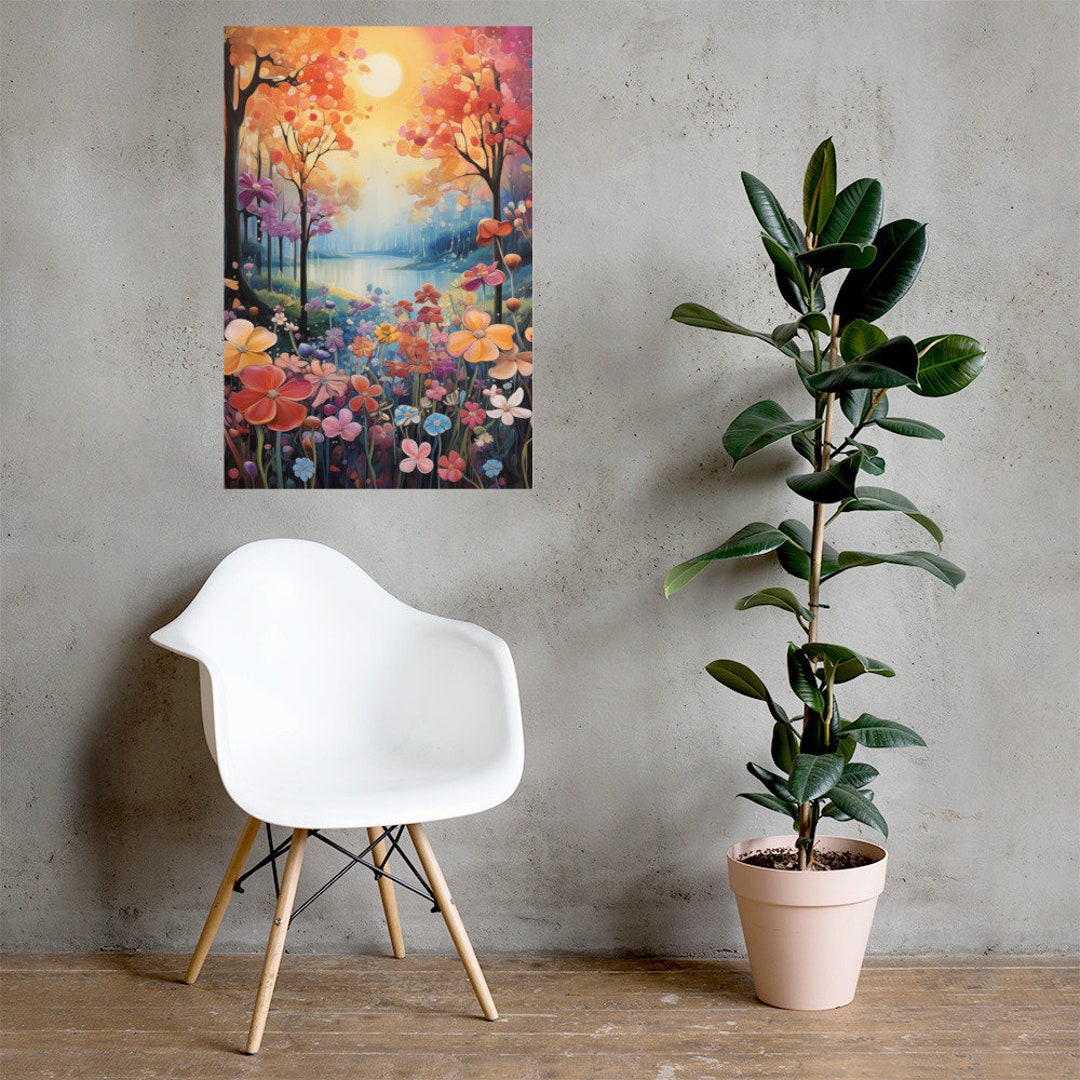 Flower Wall Art Flower Field Wall Decor Poster Print - Etsy
