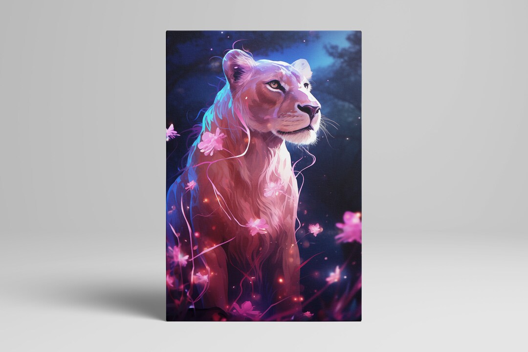 Pink Lioness Canvas Art Lion Art Print - Canvas Print - Etsy