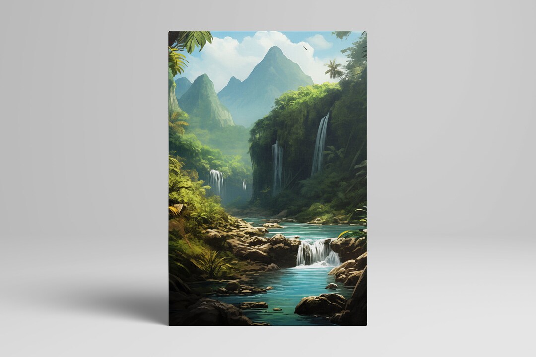 Jungle Wall Art Jungle Canvas Print Waterfall Art Jungle - Canvas Print ...