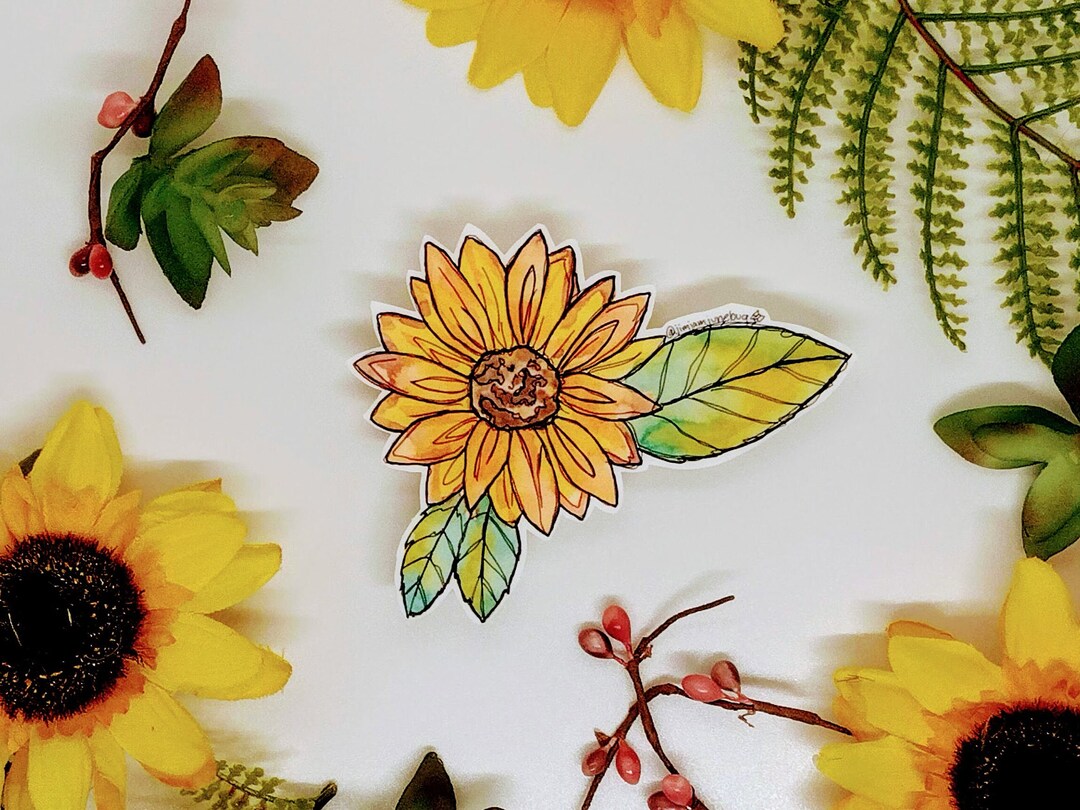 Sunflower Watercolor Sticker - Etsy