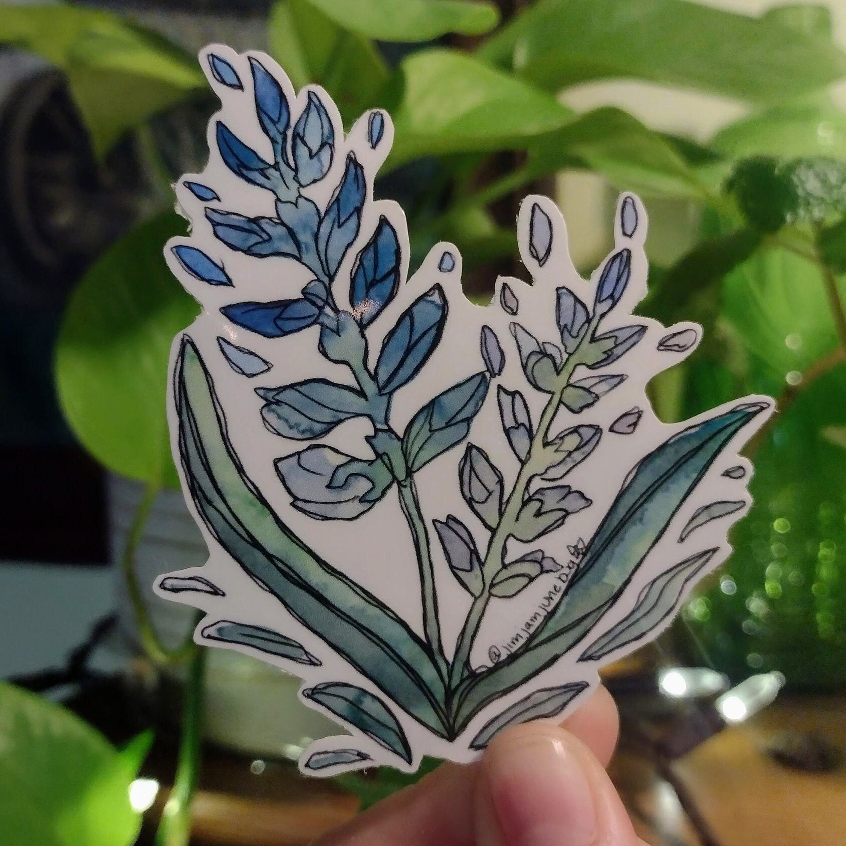 Blue Flower Watercolor Sticker - Etsy