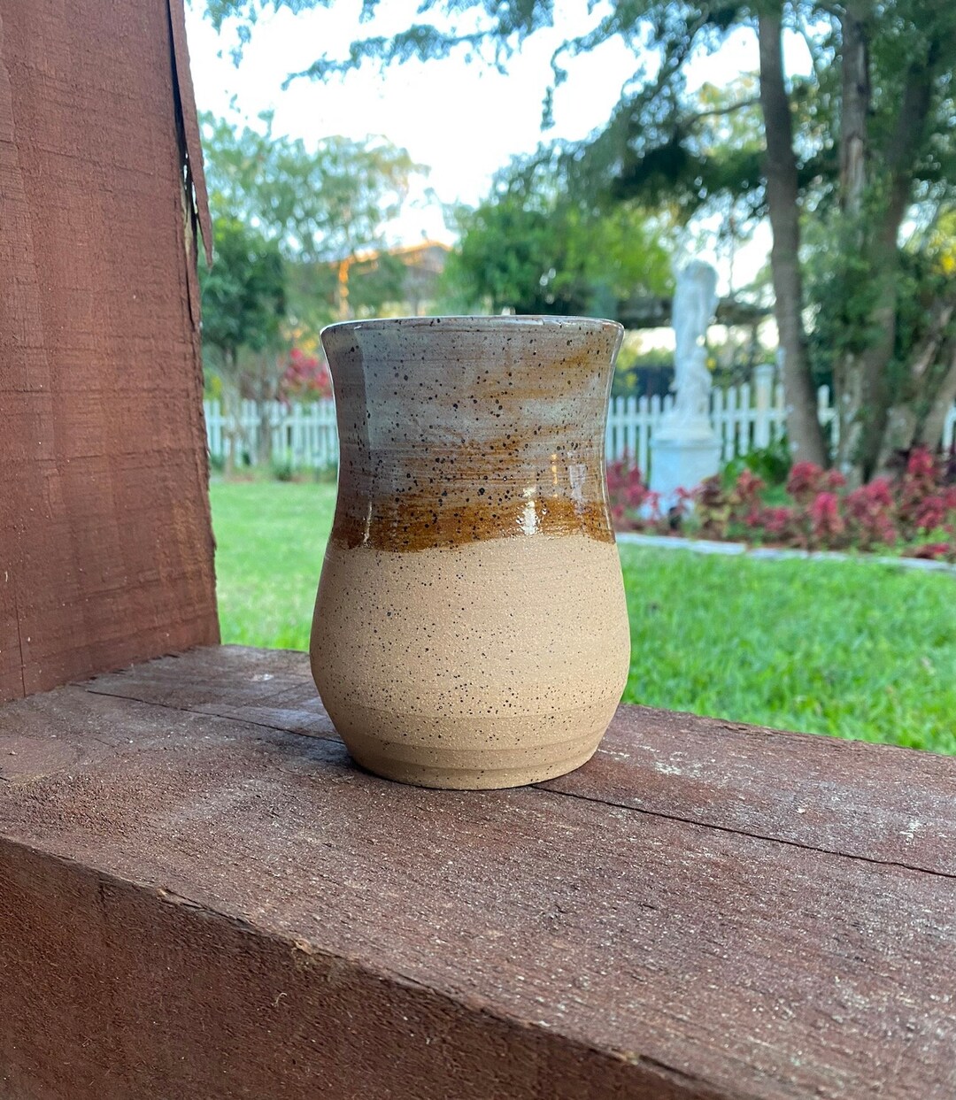 Handcrafted Ceramic Vase - Rustic Brown + Speckled Birch White - Etsy