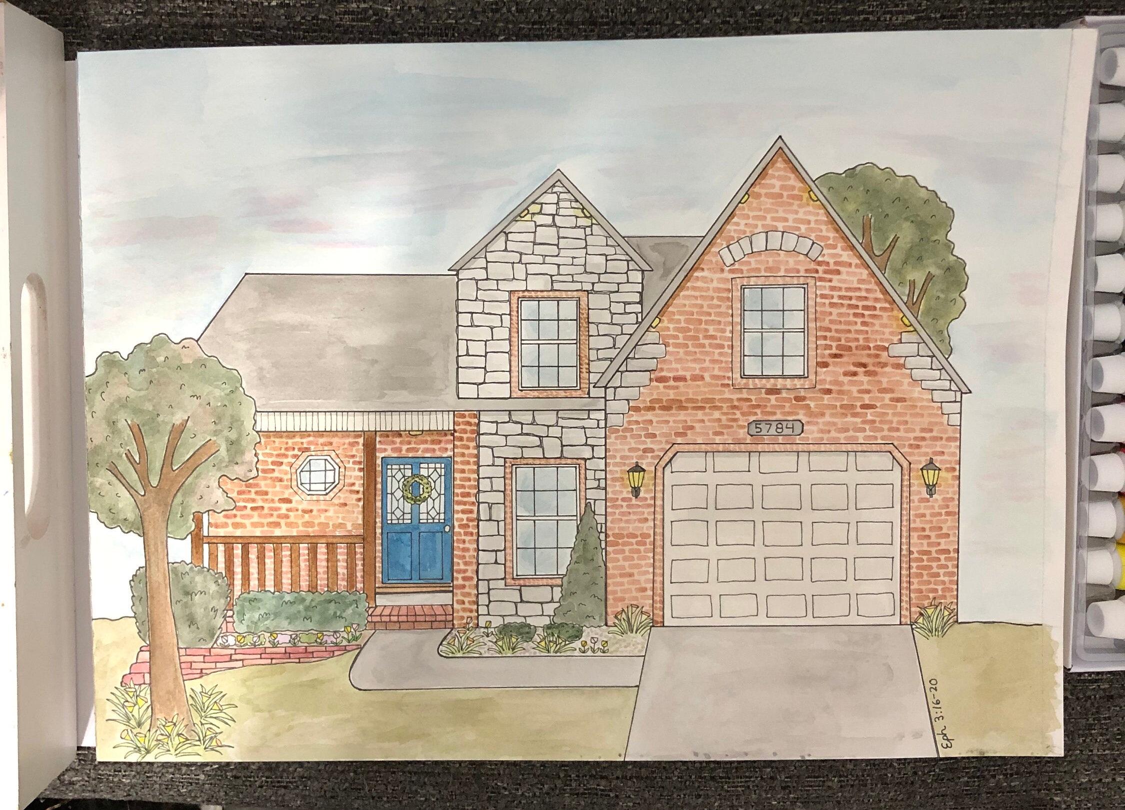 Hand-painted Custom House Watercolor Painting - Etsy
