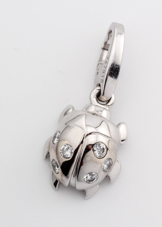 Cartier Diamond 18k White Gold Ladybug Charm Pendant - Gem