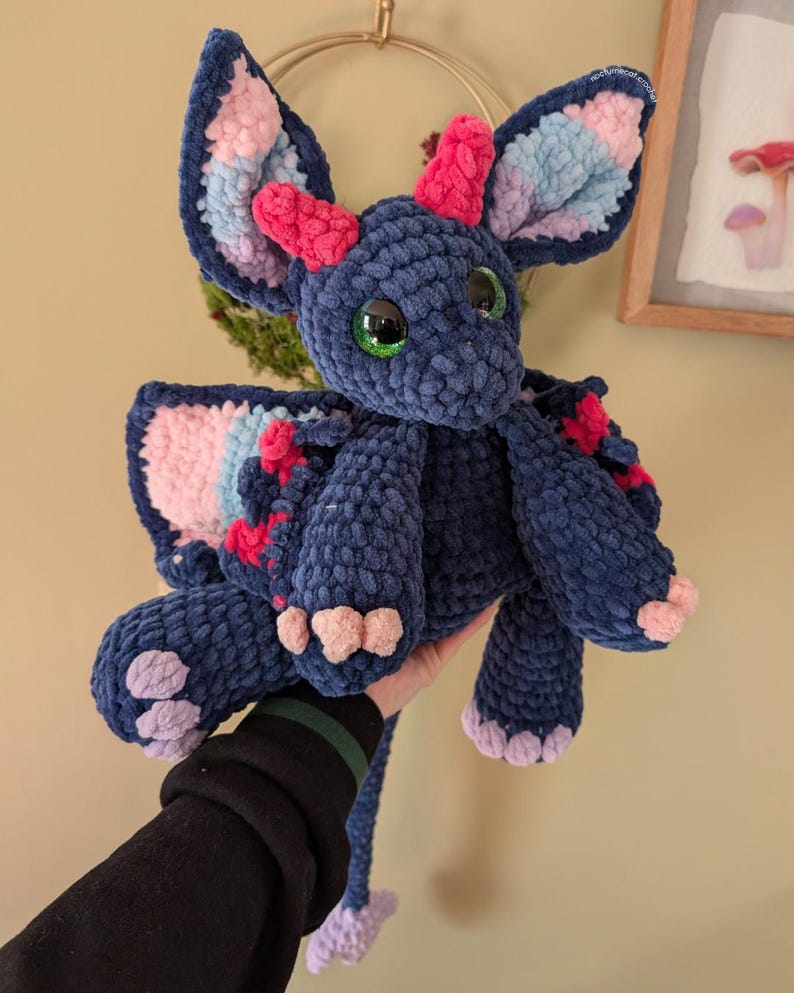 Handmade Plush Bat Dragon: Soft Sweet Snuggles Light Yarn Stuffed ...