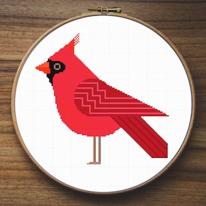 Cardinal Cross Stitch Pattern, Modern, Easy X-stitch Pattern, Cross ...