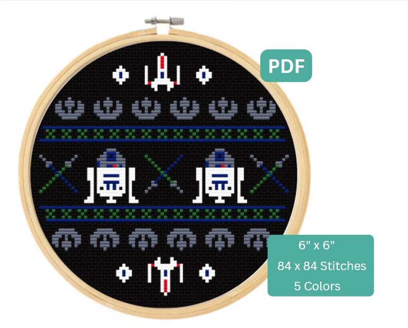 R2D2 Cross Stitch - Cross Stitch Pattern, Star Wars, Christmas Pattern ...