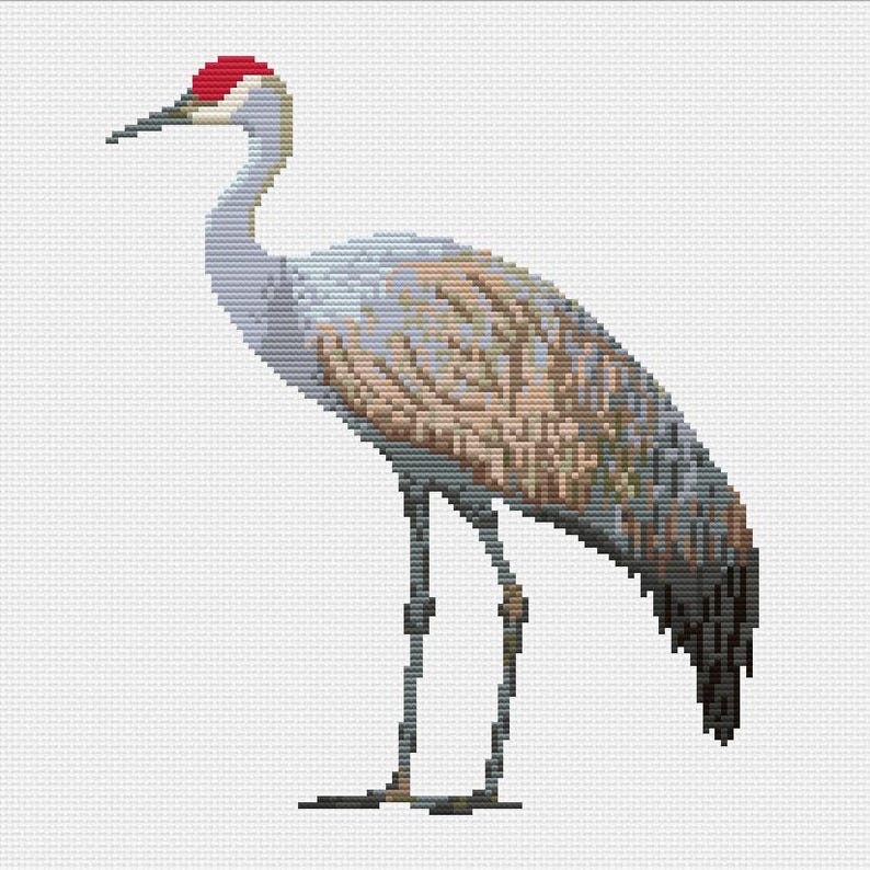 Bird Cross Stitch Pattern Sandhill Crane, Modern, Easy X-stitch Pattern ...