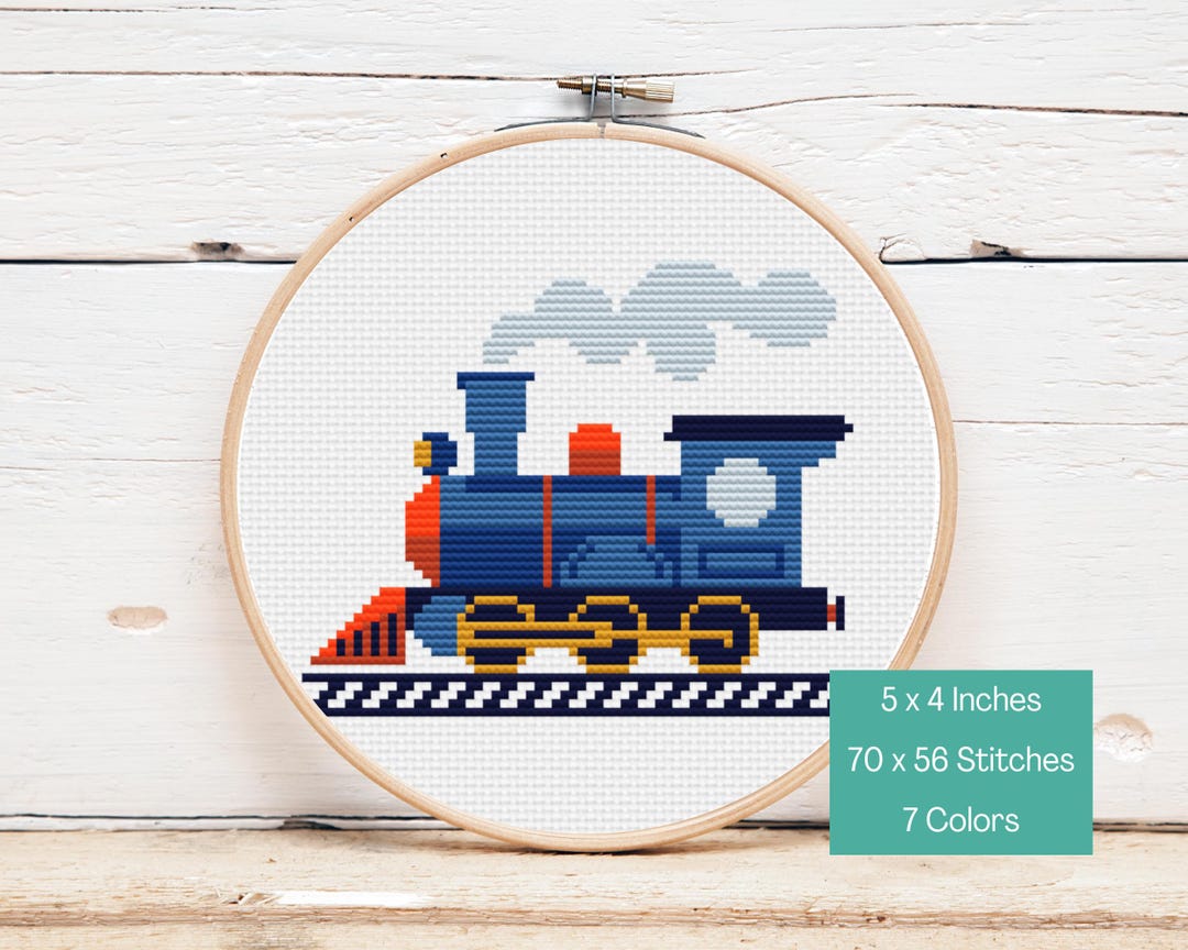 Small Steam Train Cross Stitch Pattern – Boys Nursery Decor - Digital ...