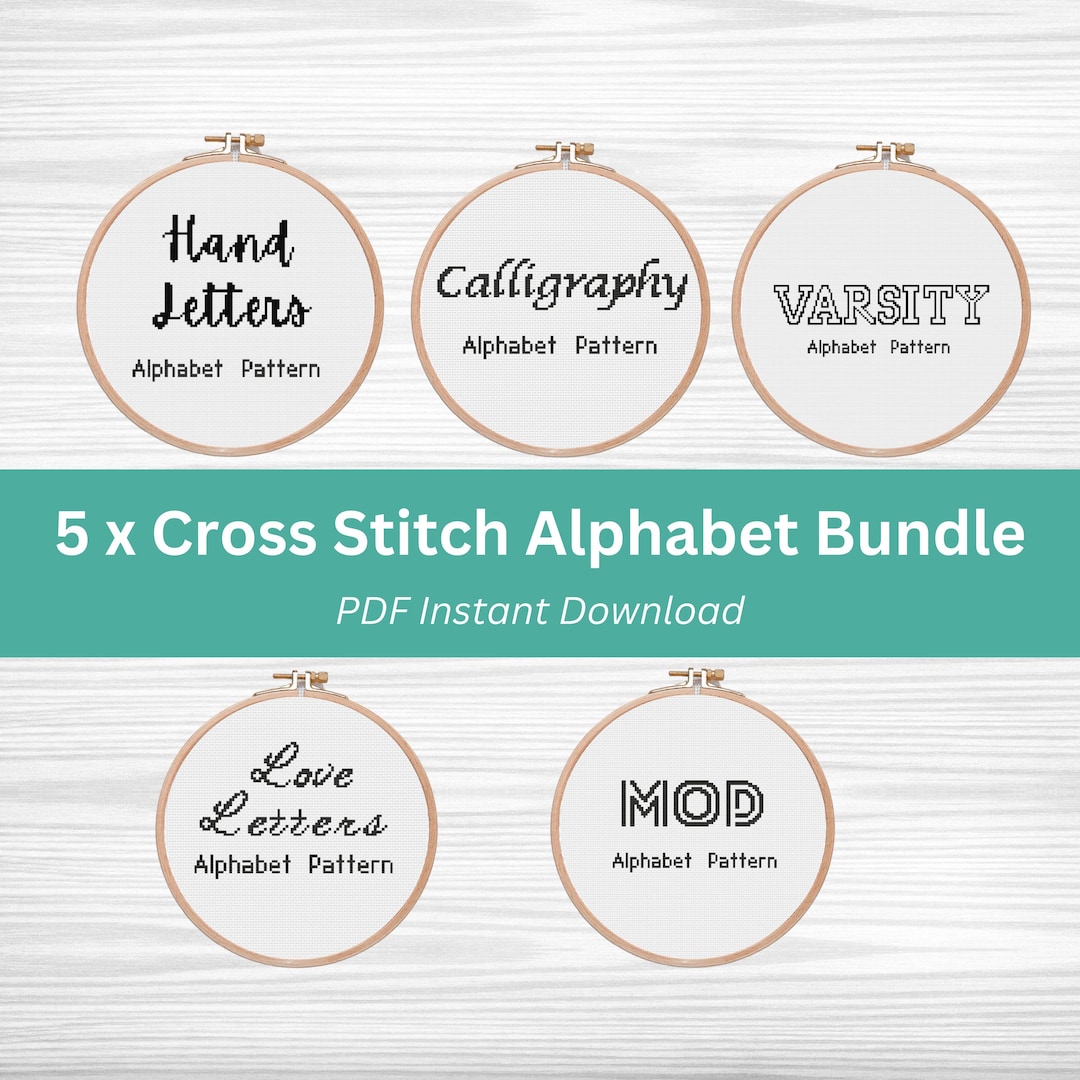 Cross Stitch Alphabet BUNDLE - Calligraphy Cross Stitch Pattern, Cross ...