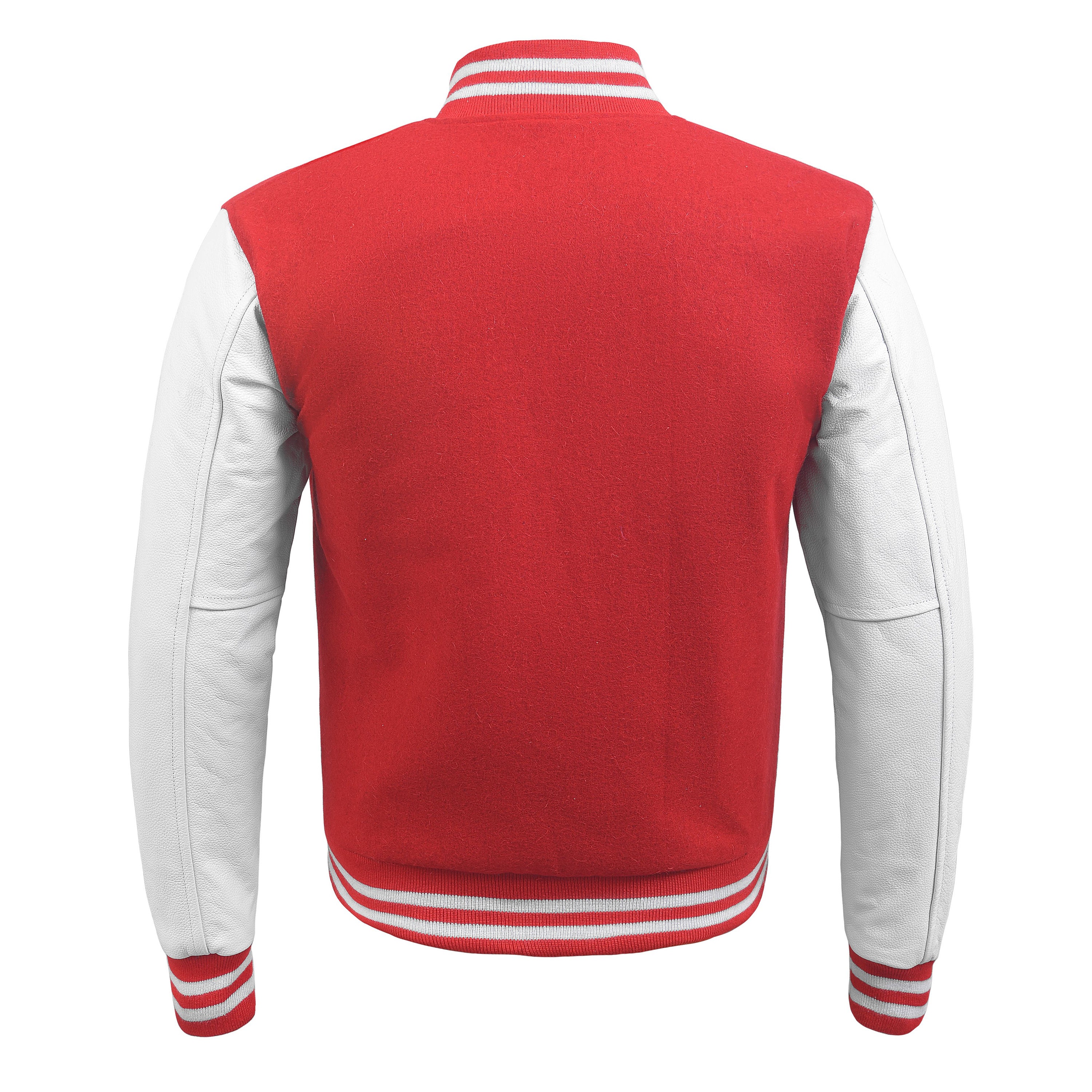 Varsity Jacket Men Genuine 100% Cowhide Leather Sleeve and Red Wool ...