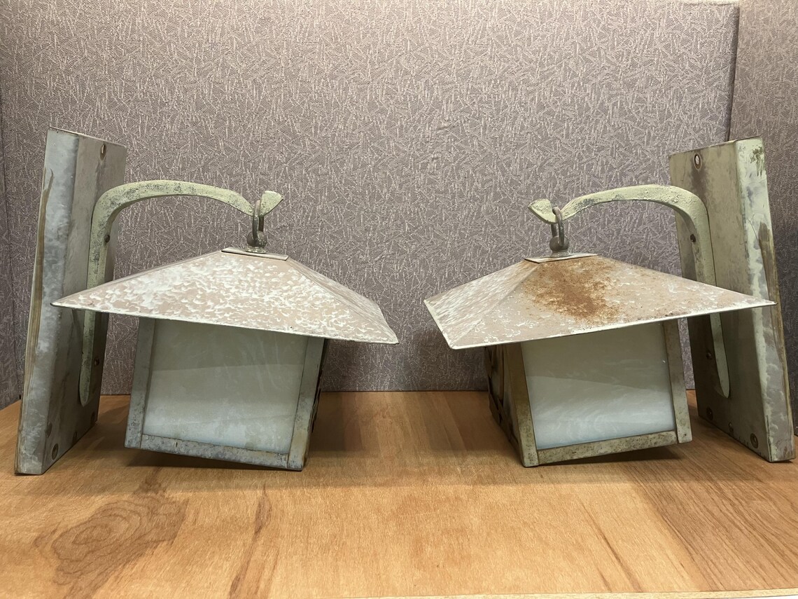 Vintage Craftsman Style Outdoor Wall Lanterns - Etsy