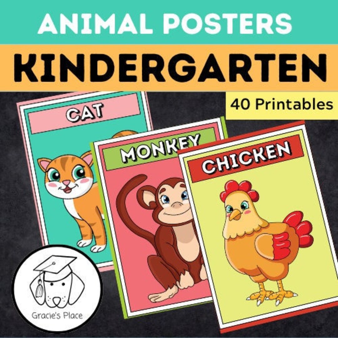 40 Colorful Printable Animal Posters for Kindergarten Classroom - Etsy