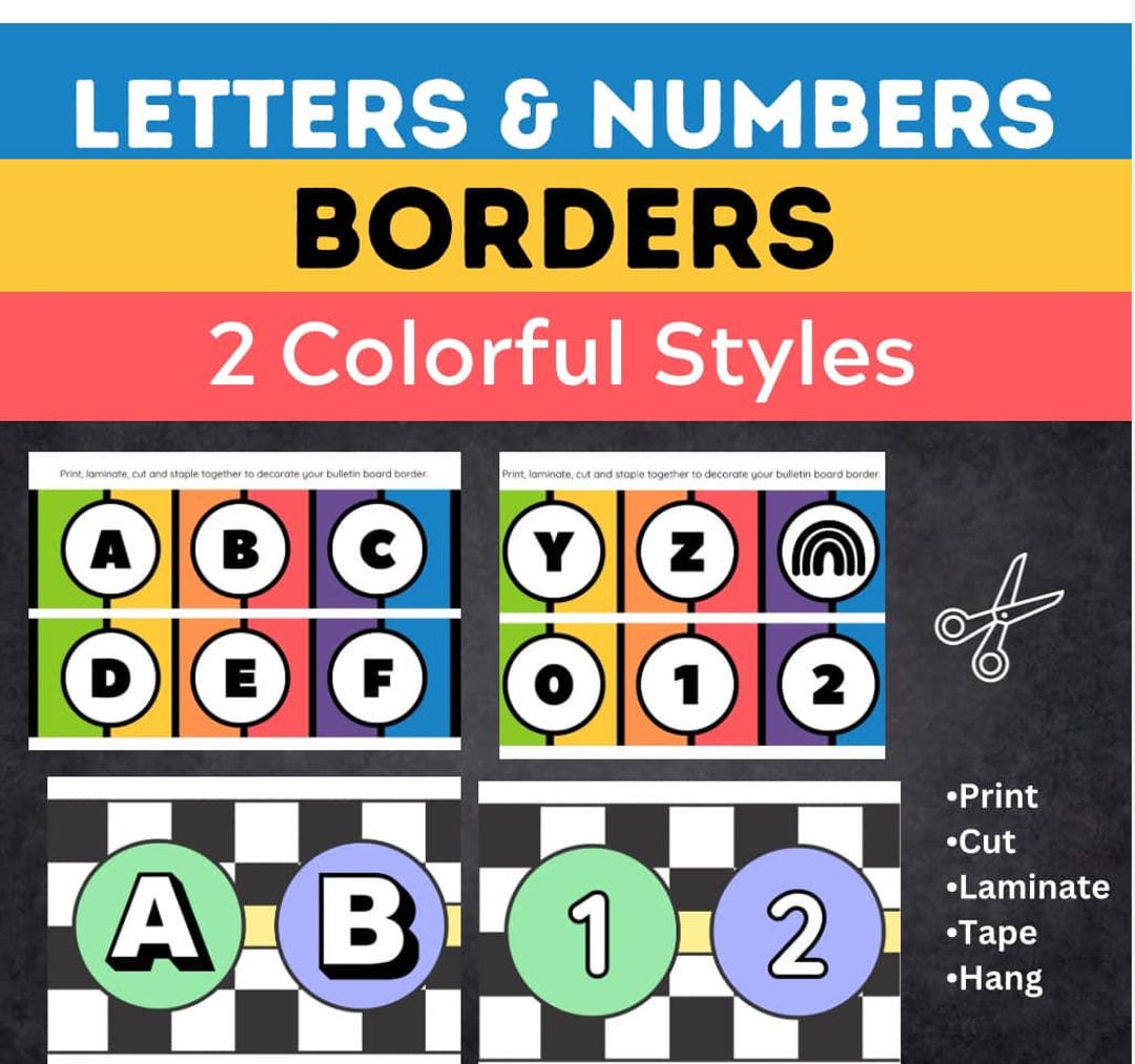Colorful Number and Letter Borders for Classroom Display - Etsy