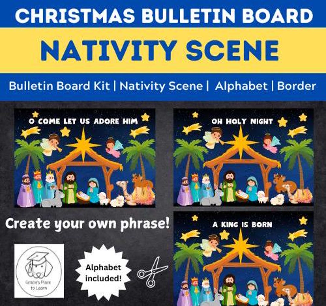 Christmas Nativity Bulletin Board Christian Classroom Wall Décor ...