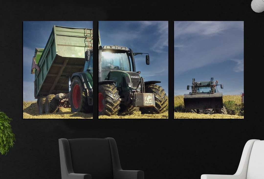 Cuadro Tríptico FENDT Perfecto para regalo Tractor verde - Etsy España