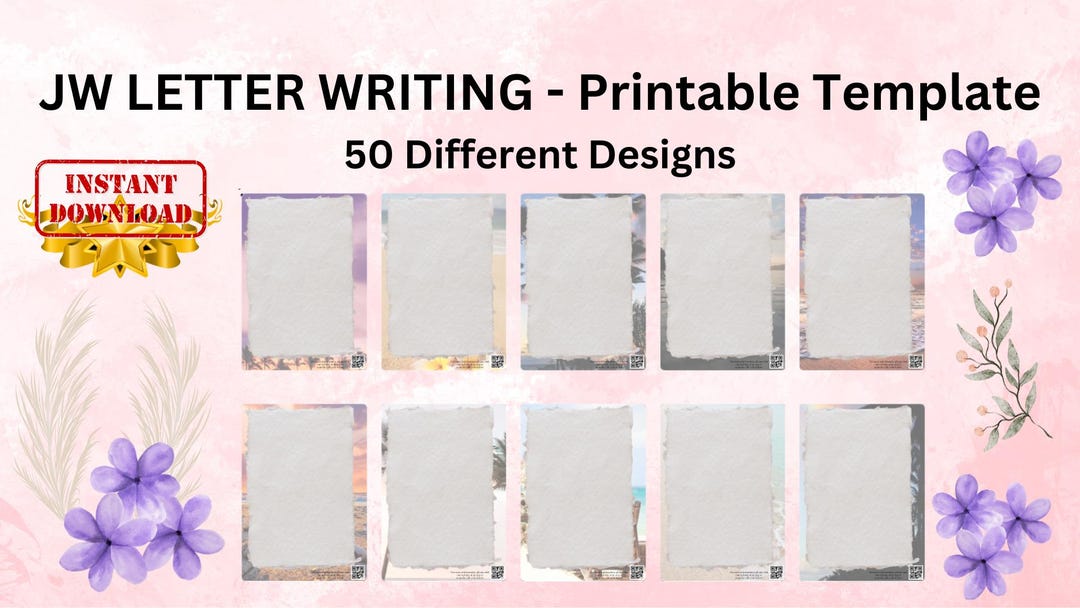 English | 50 Pcs Simple Designs JW Letter Writing Template Printable ...