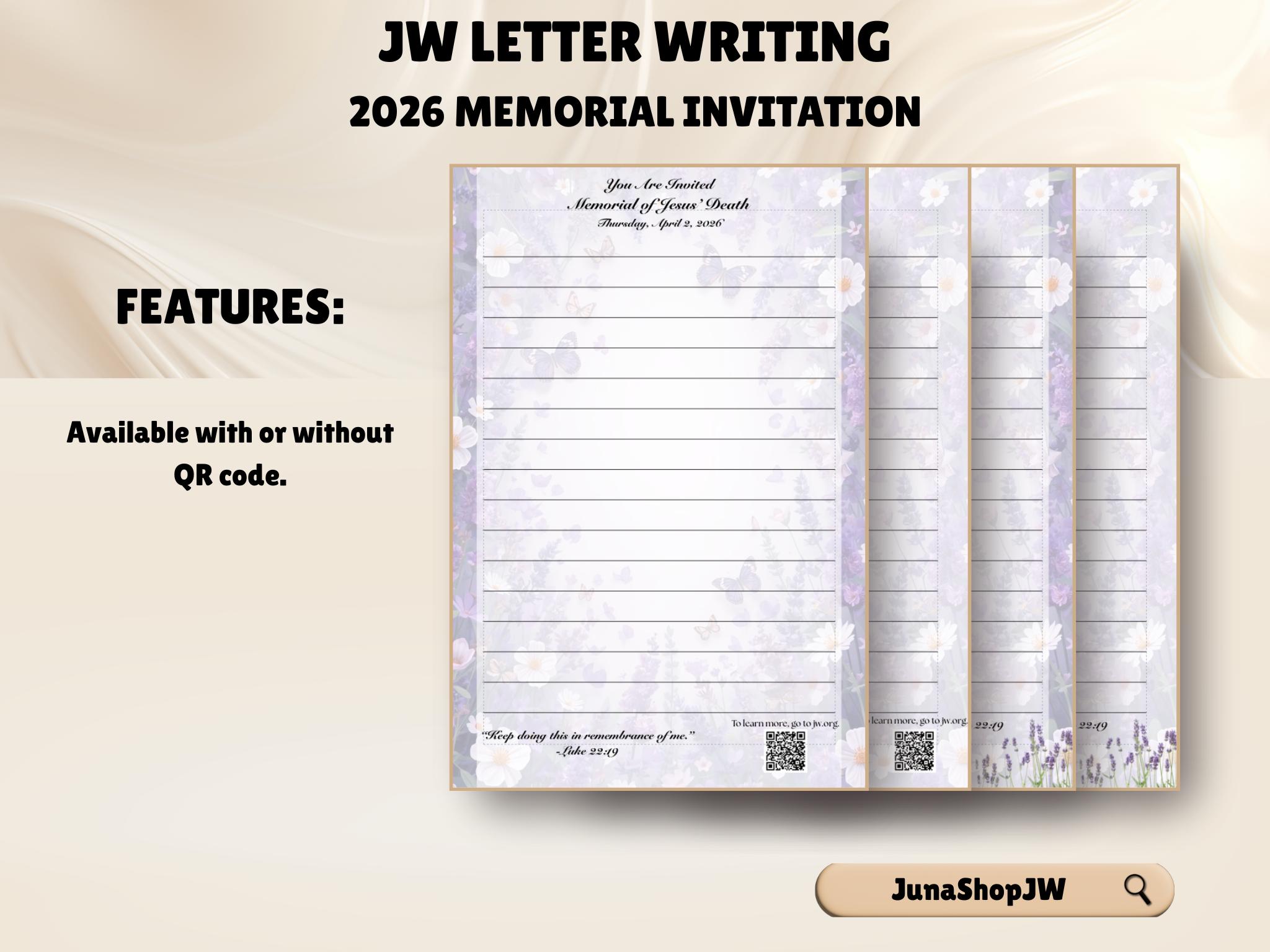 JW Memorial Invitation 2026 Printable, Memorial of Jesus Death ...
