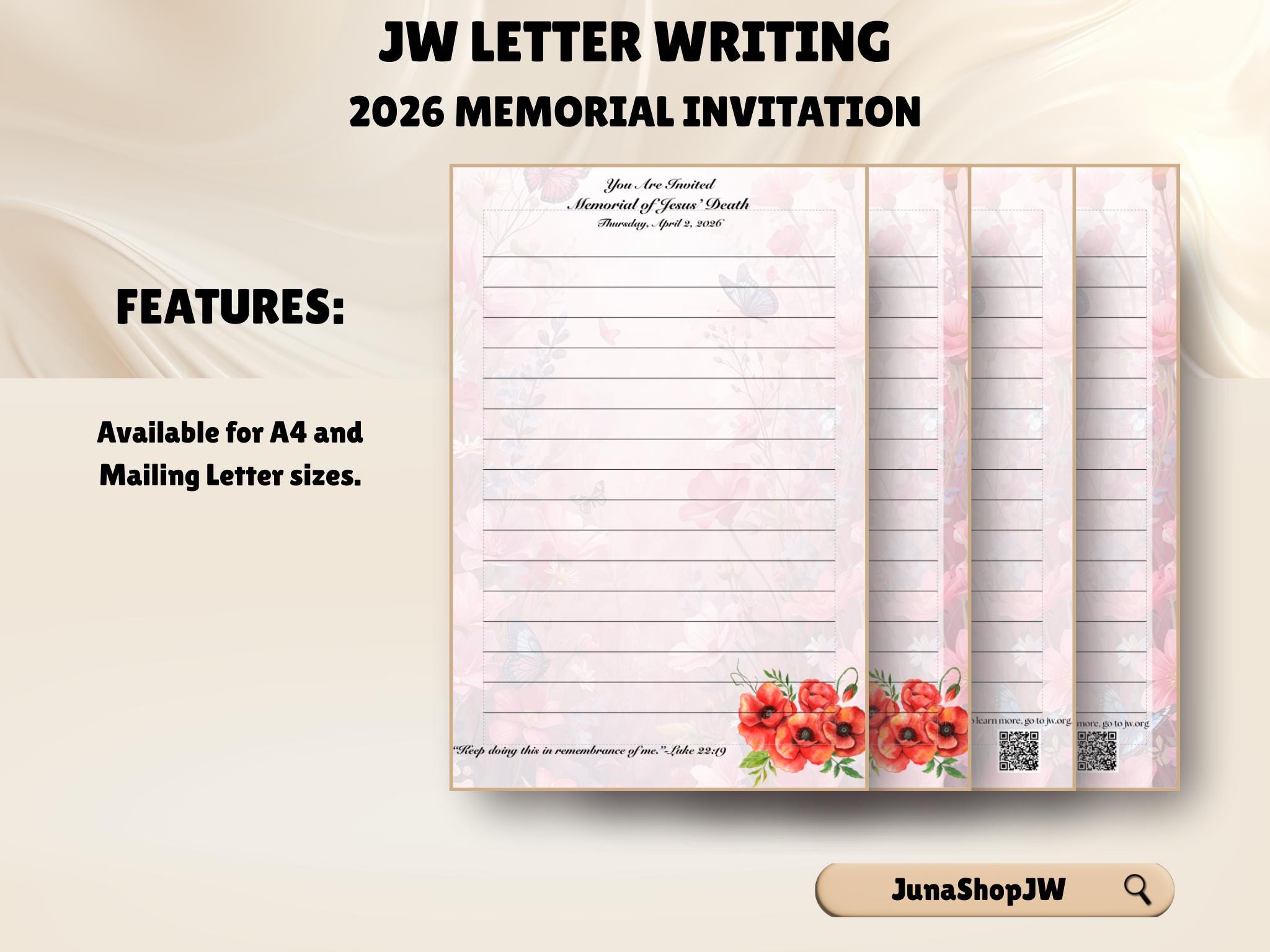 JW Memorial Invitation 2026 Printable, Memorial of Jesus Death ...