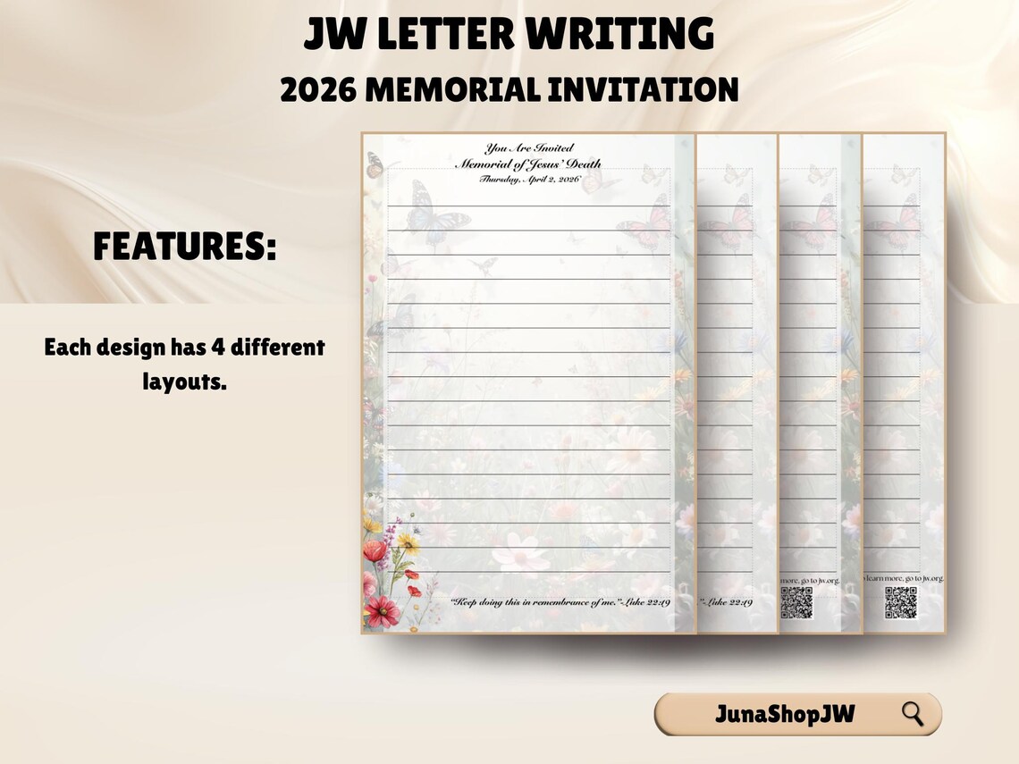 JW Memorial Invitation 2026 Printable, Memorial of Jesus Death ...