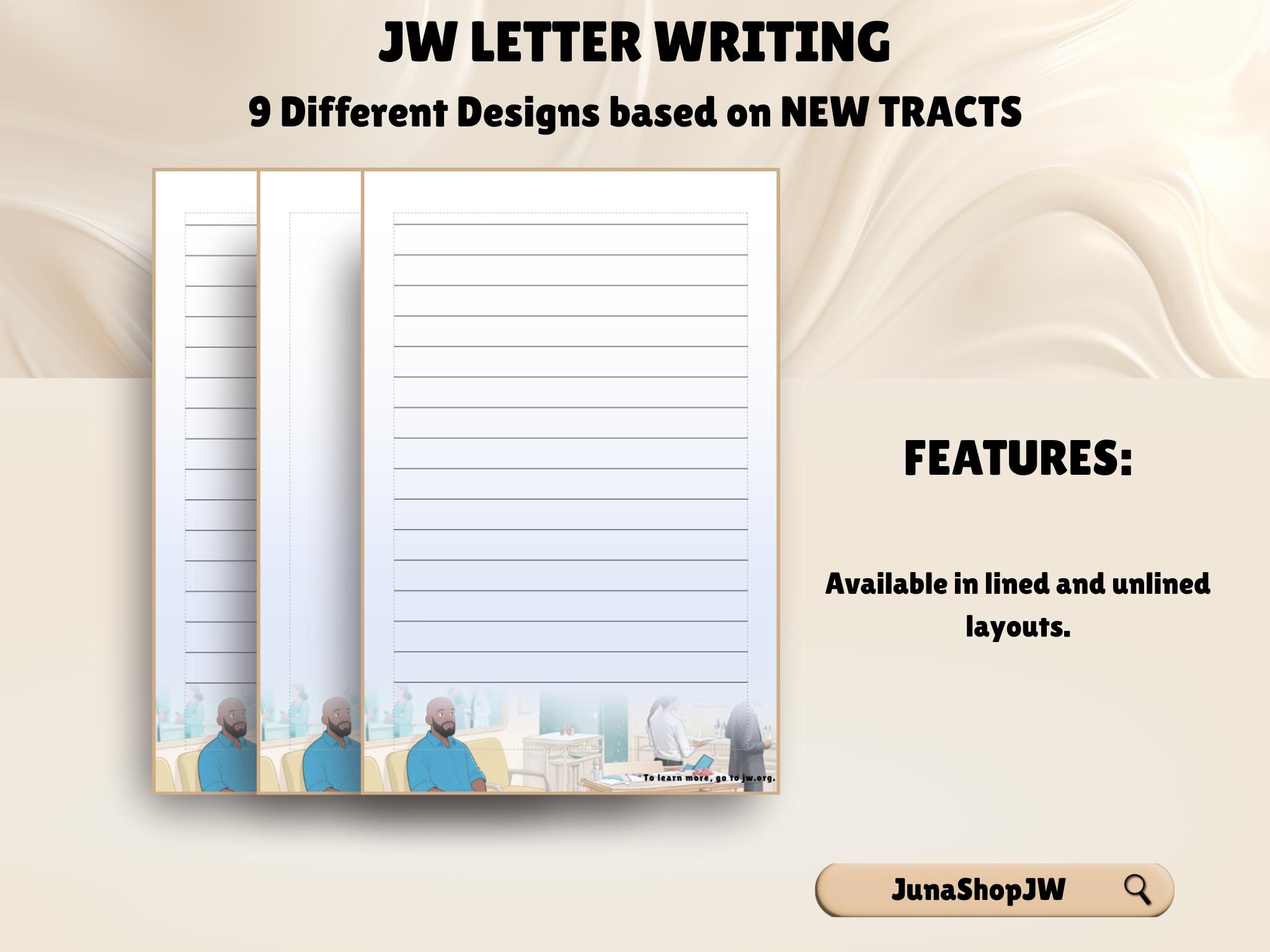 JW Letter Writing Paper | 9 New Tract Designs 2025 | Printable ...
