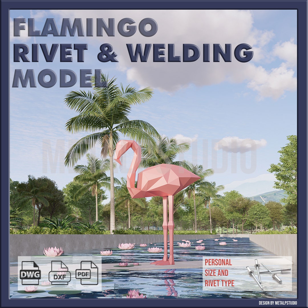 Metal Low Poly Flamingo Model With Rivet,low Poly Animals,low Poly ...