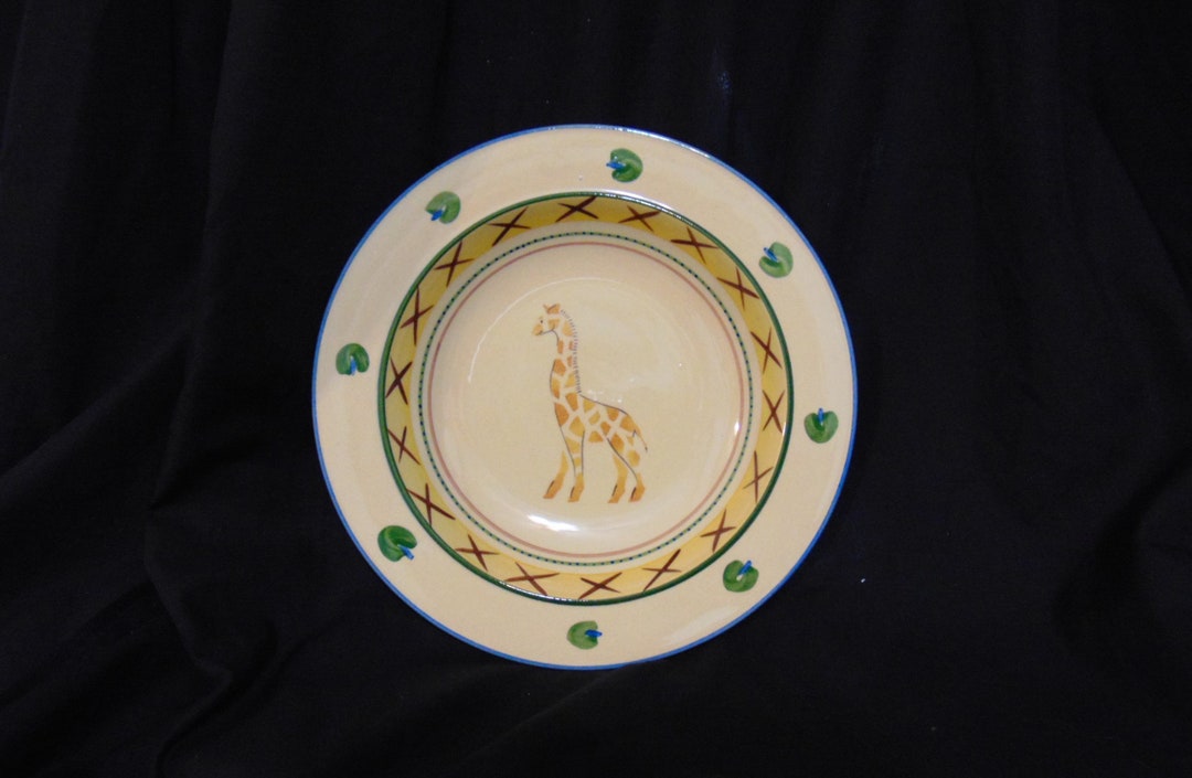 1998 Giraffe Folk Art Bowl - Etsy
