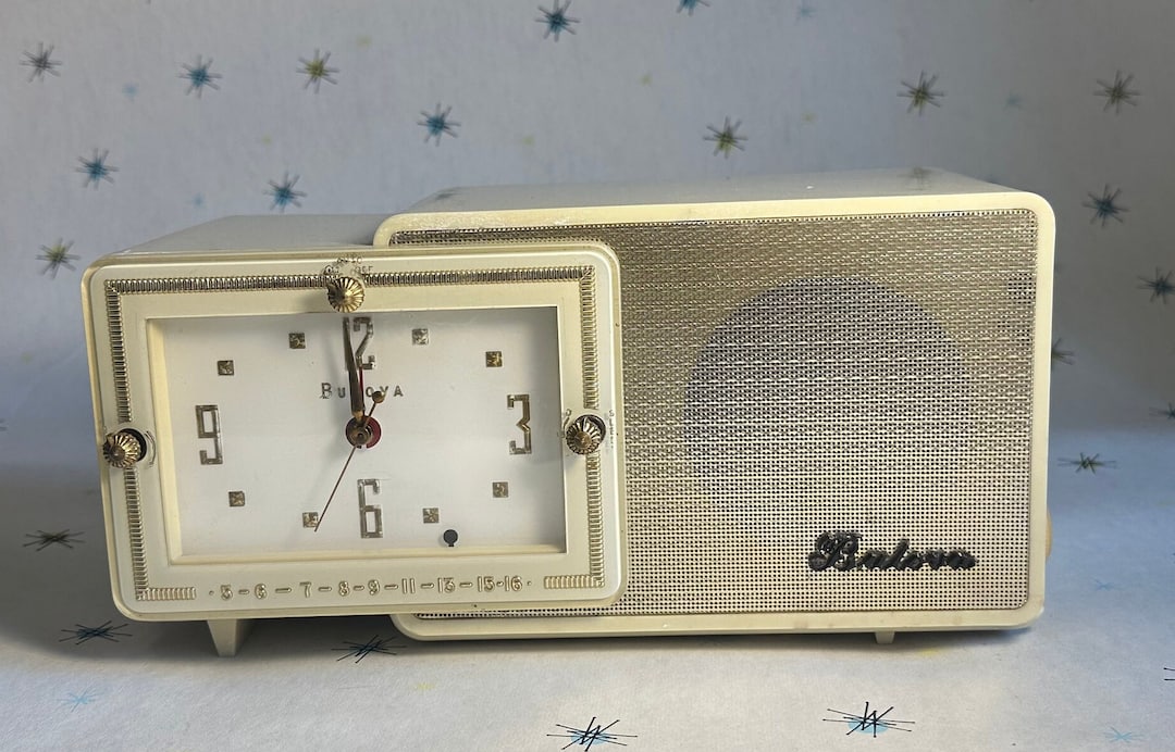 1957 Bulova Model 100 Tube Clock Radio in Ivory - MCM - RESTORED - Etsy