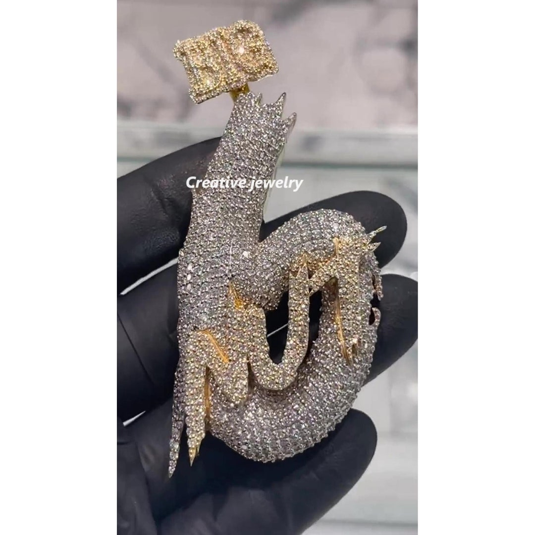 Custom 3D Design Number Pendant, Real Moissanite Letter Pendant, Horror ...