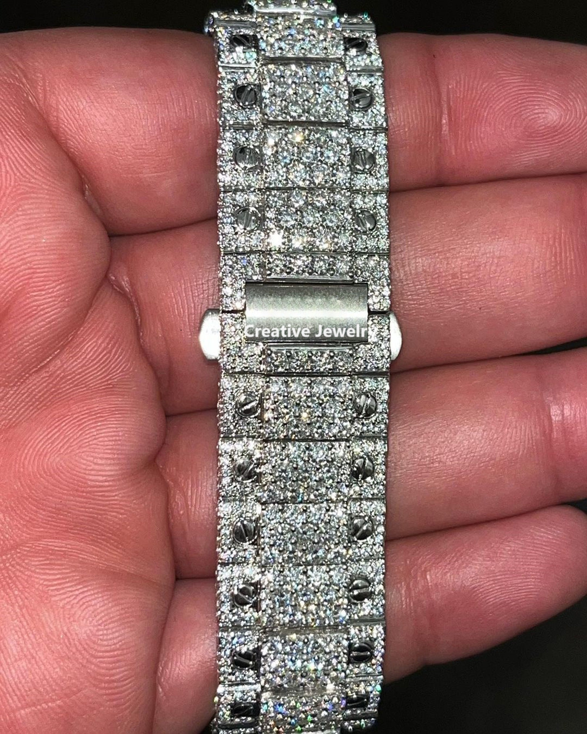 Fully Iced Out Moissanite Diamond Watch, Hand Made Luxury Watch, Hip ...