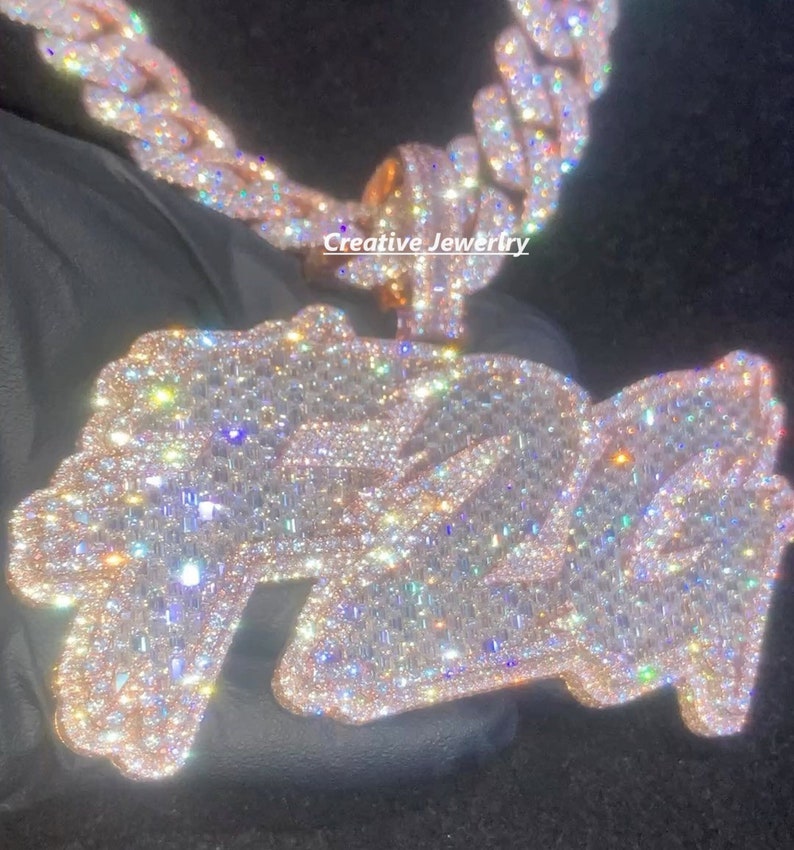 Iced Out Letter Pendant, Custom Letter Pendant, Double Layer Pendant ...