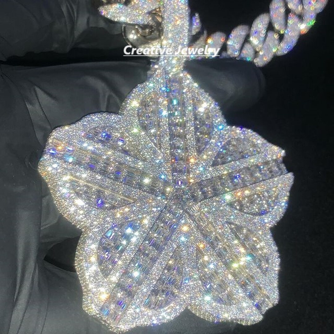 Iced Out Men Pendant, Real Moissanite Logo Design Pendant, Rapper ...