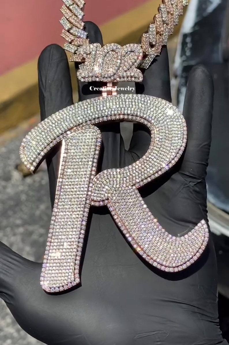 Real Moissanite Initial Letter Pendant for Men, Customize Any Alphabet ...