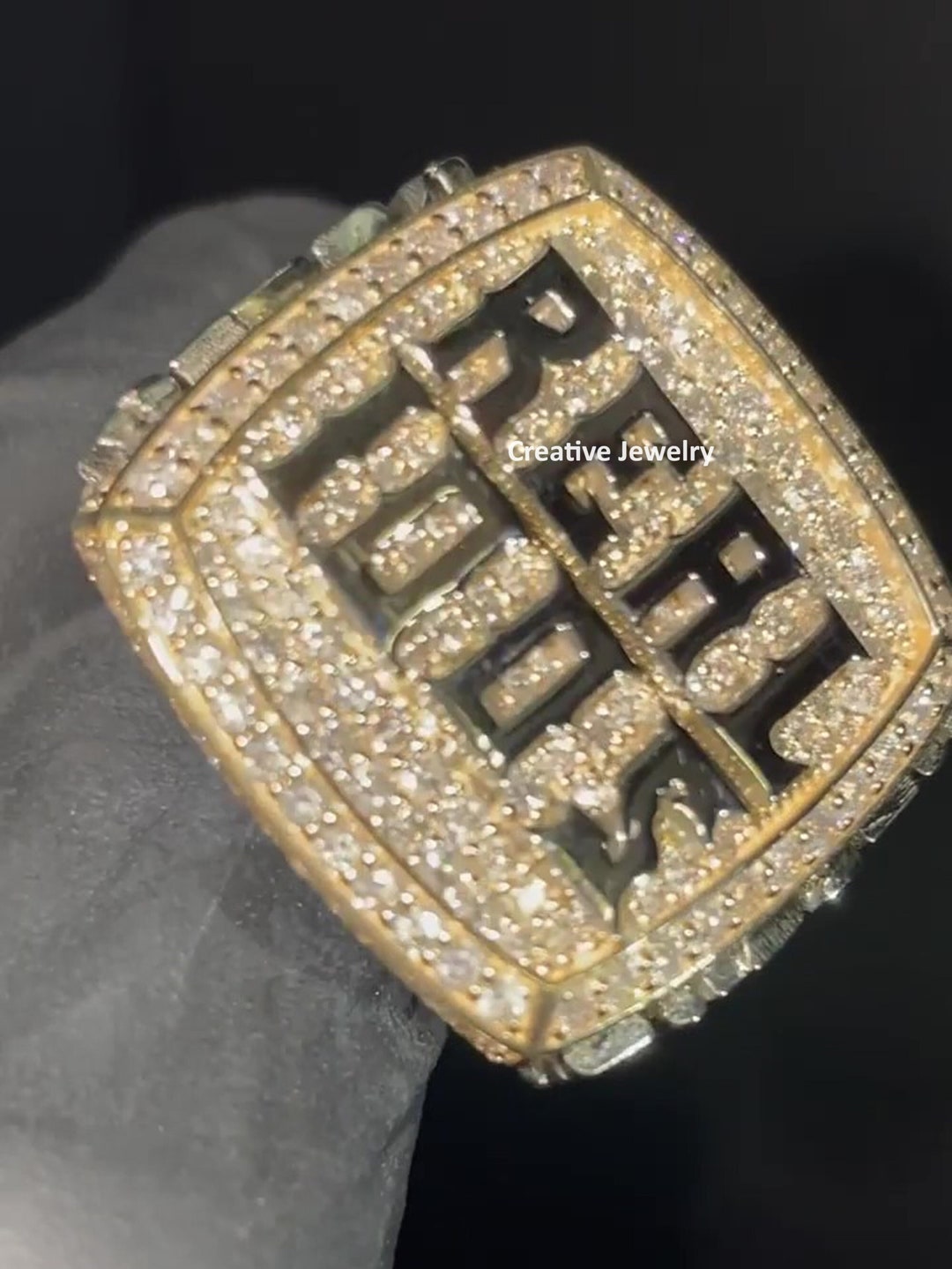 Custom Letter Ring, Real Moissanite Logo Ring, Iced Out Men Ring ...