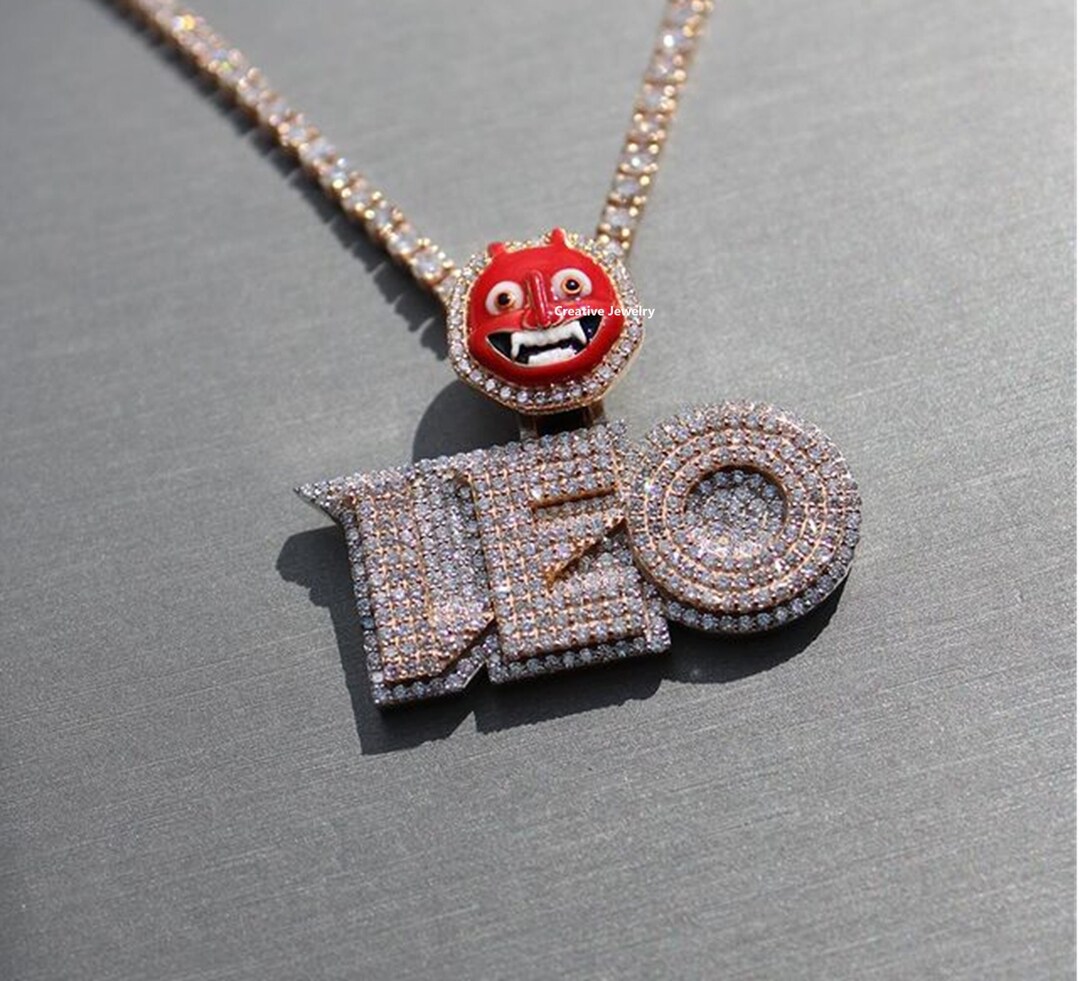 Doble Layer Custom Letter LEO Pendant With Custom Bail, Real Moissanite ...